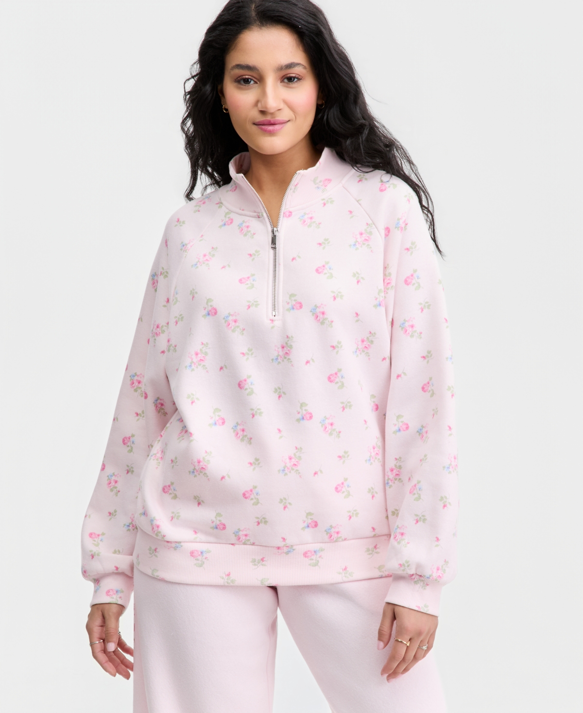 Click here for Madden Girl Juniors Floral Print Quarter-Zip Sweat... prices