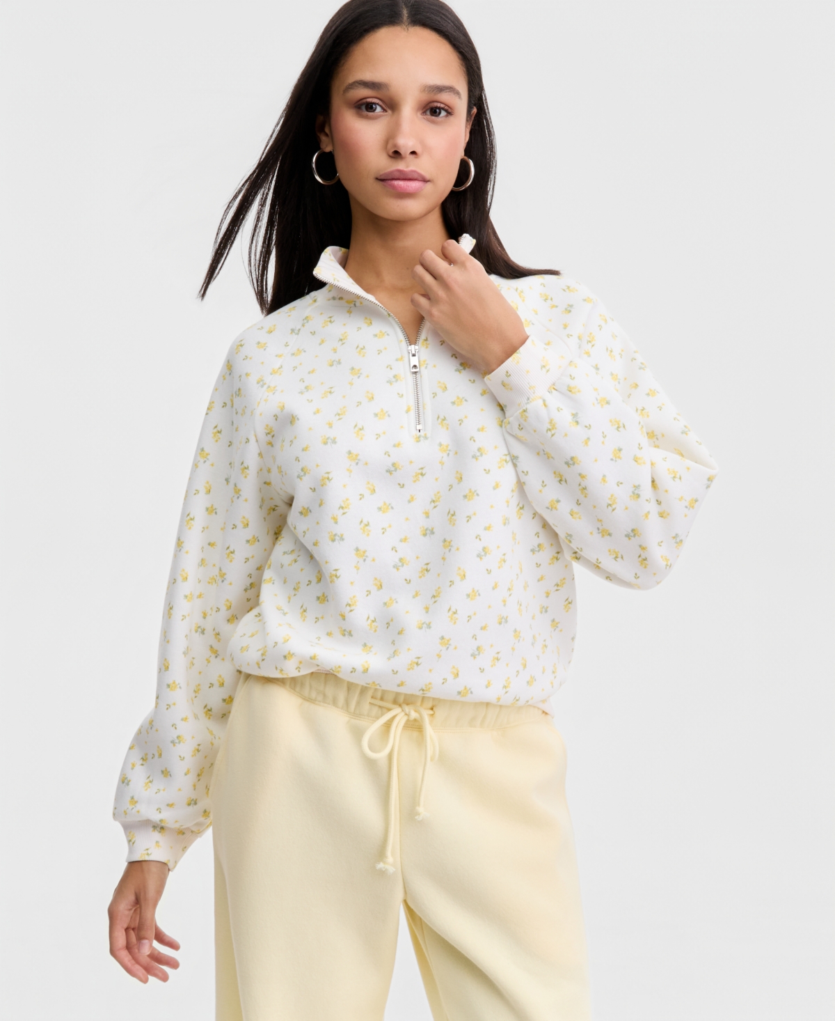 Click here for Madden Girl Juniors Floral Print Quarter-Zip Sweat... prices