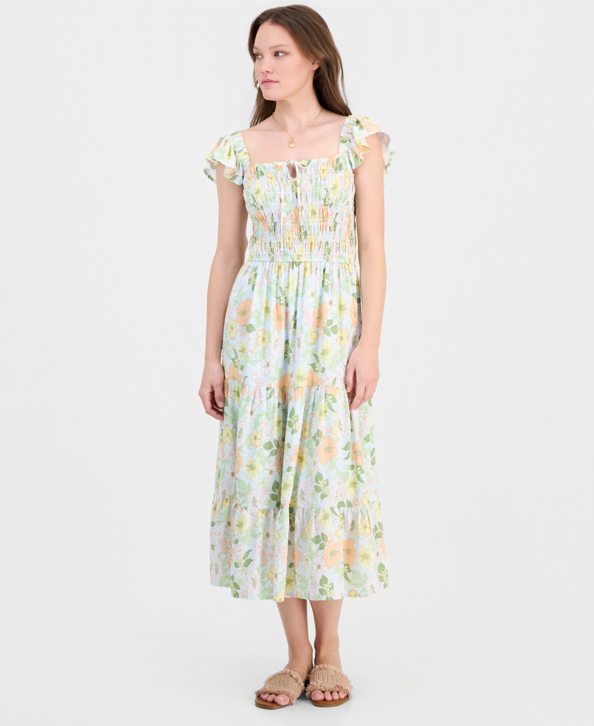 Click here for Self Esteem Juniors Sleeveless Floral Midi Dress -... prices