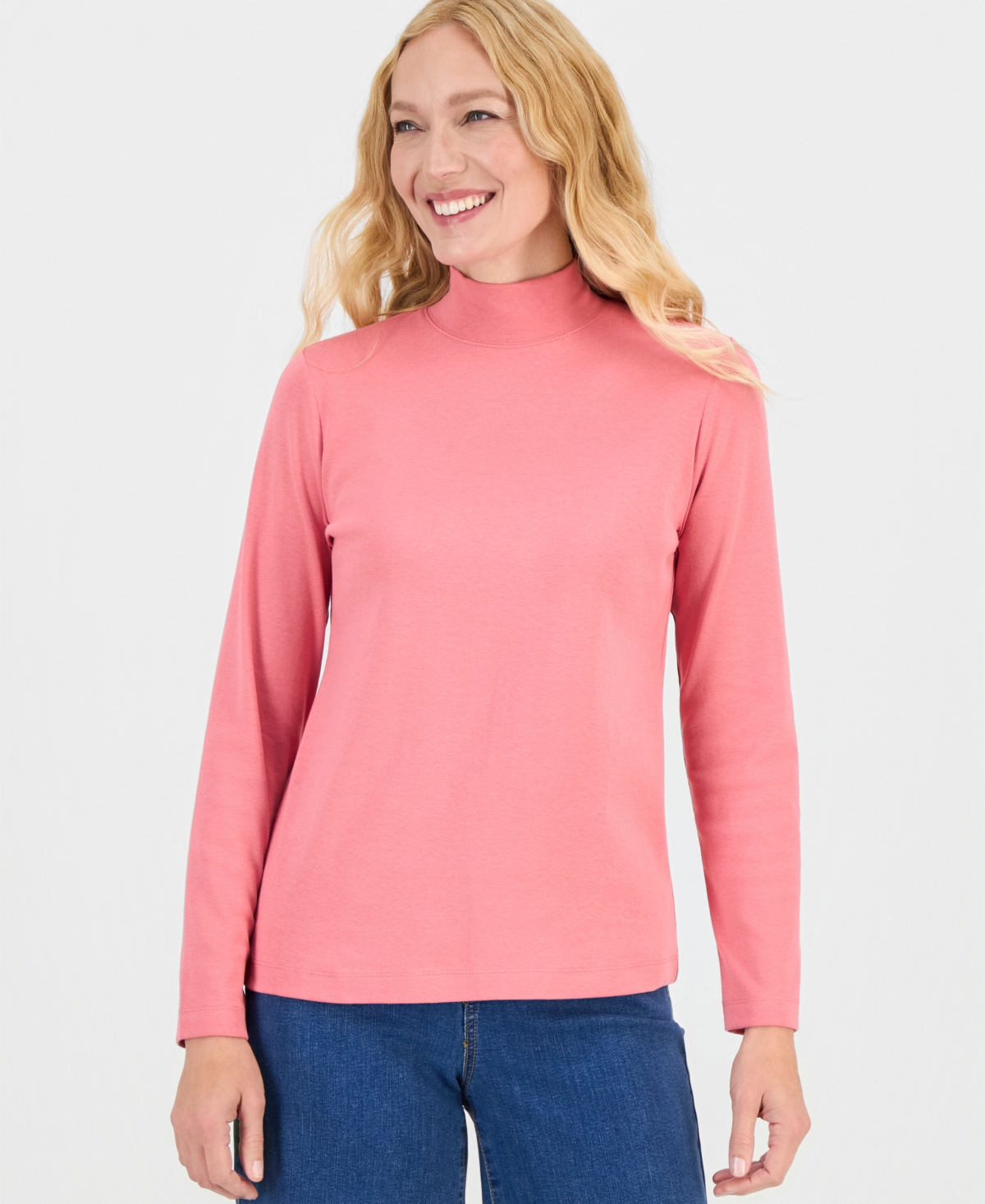 Click here for Style & Co Petite Mock-Neck Cotton Long-Sleeve T-S... prices