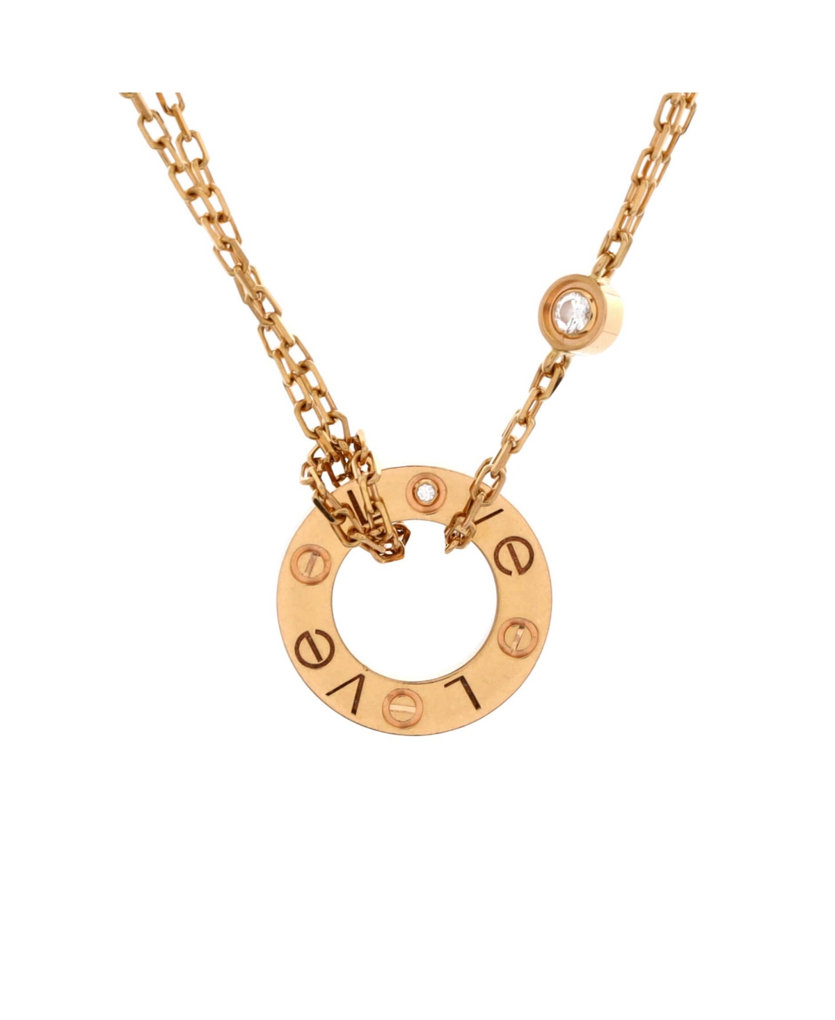 Click here for Pre-Owned Cartier 2 Diamonds Love Pendant Necklace... prices