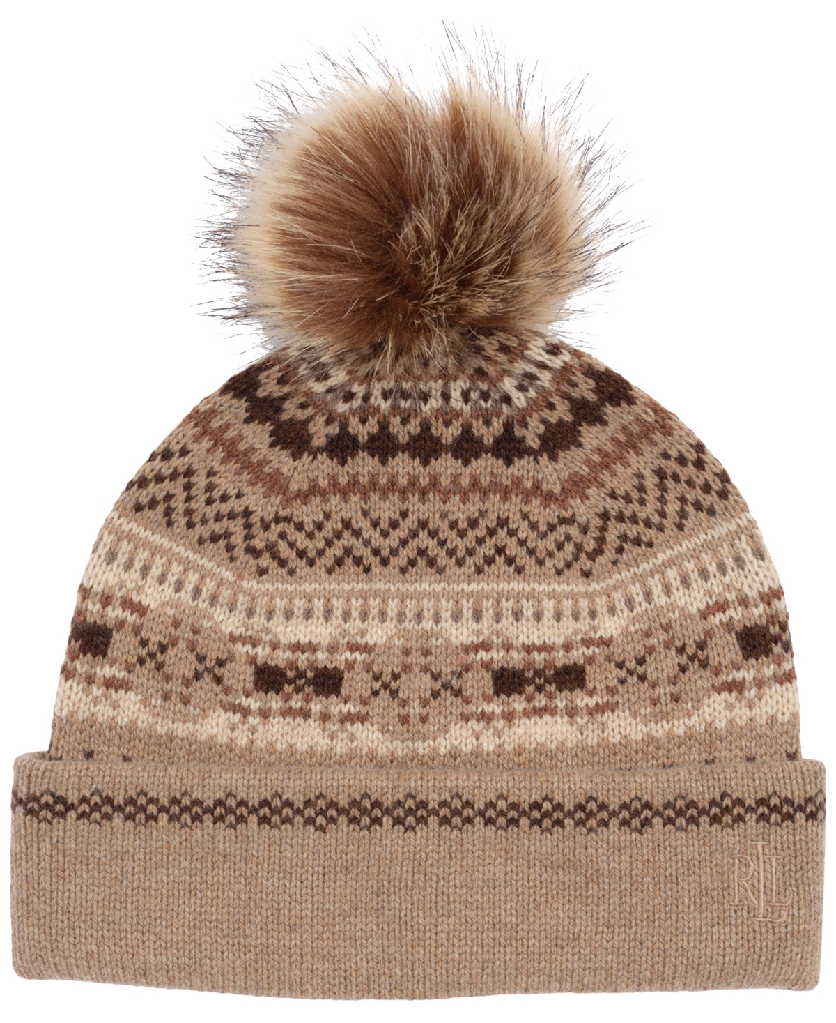 Click here for Lauren Ralph Lauren Fair Isle with Faux Fur Pom Ha... prices