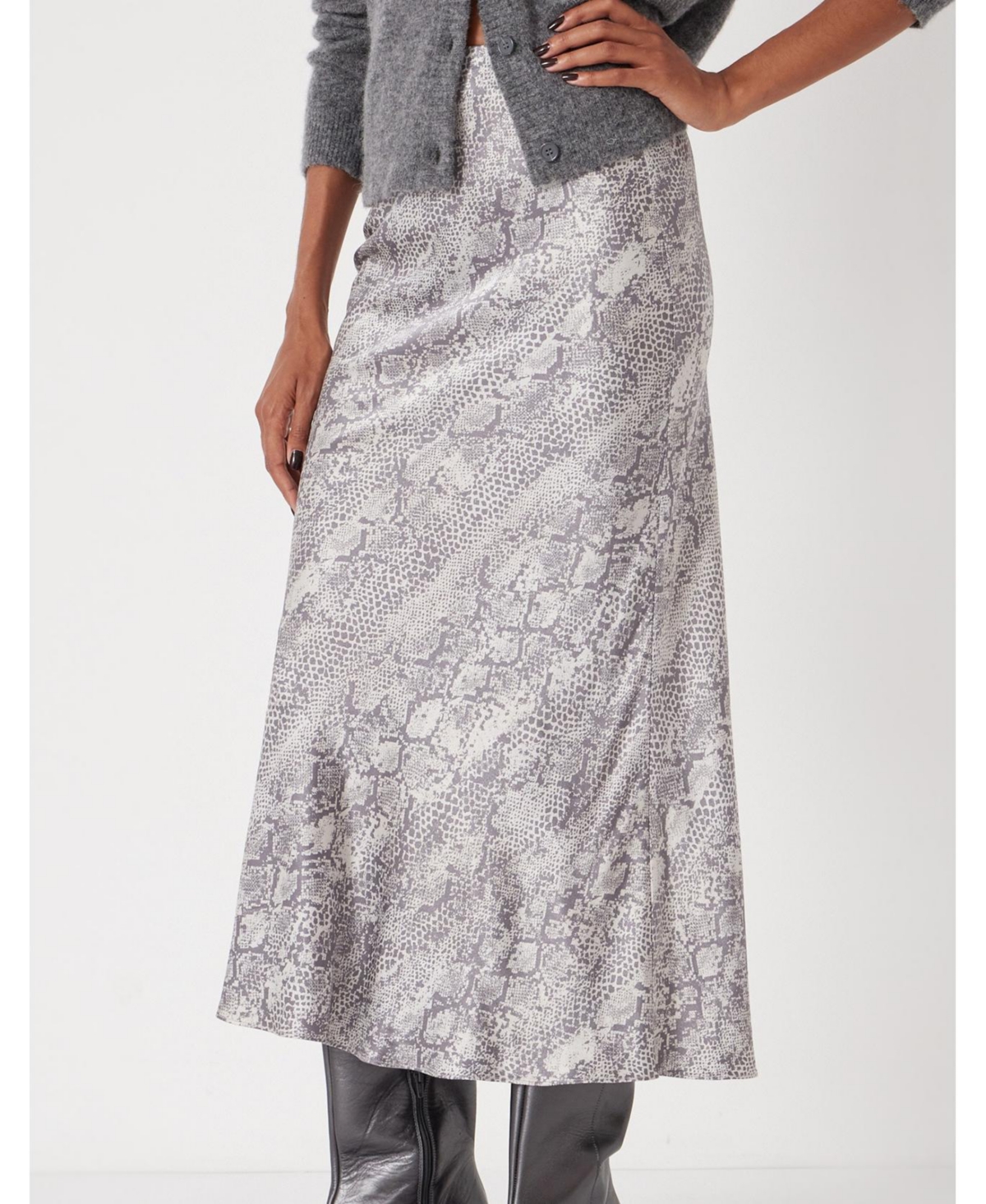 Click here for Hush Womens Simone Slinky Skirt - Natural snake gr... prices