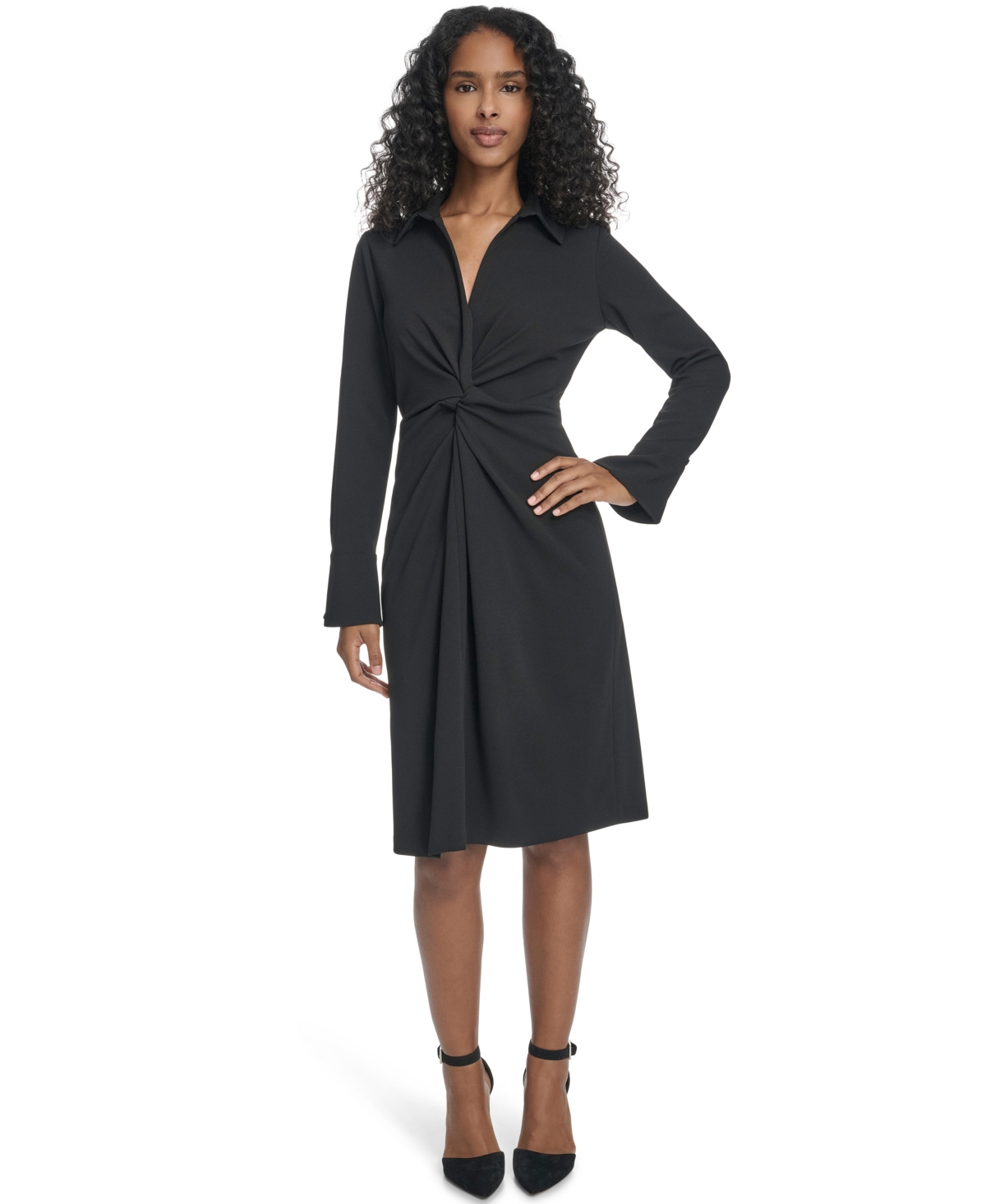 Click here for Calvin Klein Petite Collar Long-Sleeve Midi Shirtd... prices