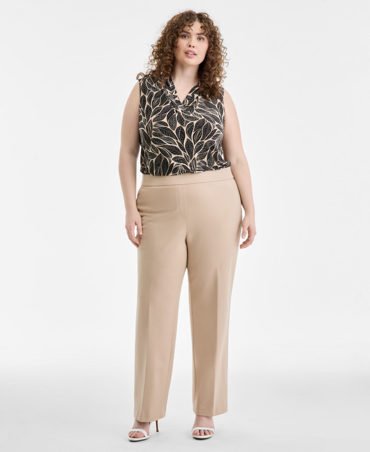 Click here for Anne Klein Plus Size Mid-Rise Pull-On Straight Pan... prices