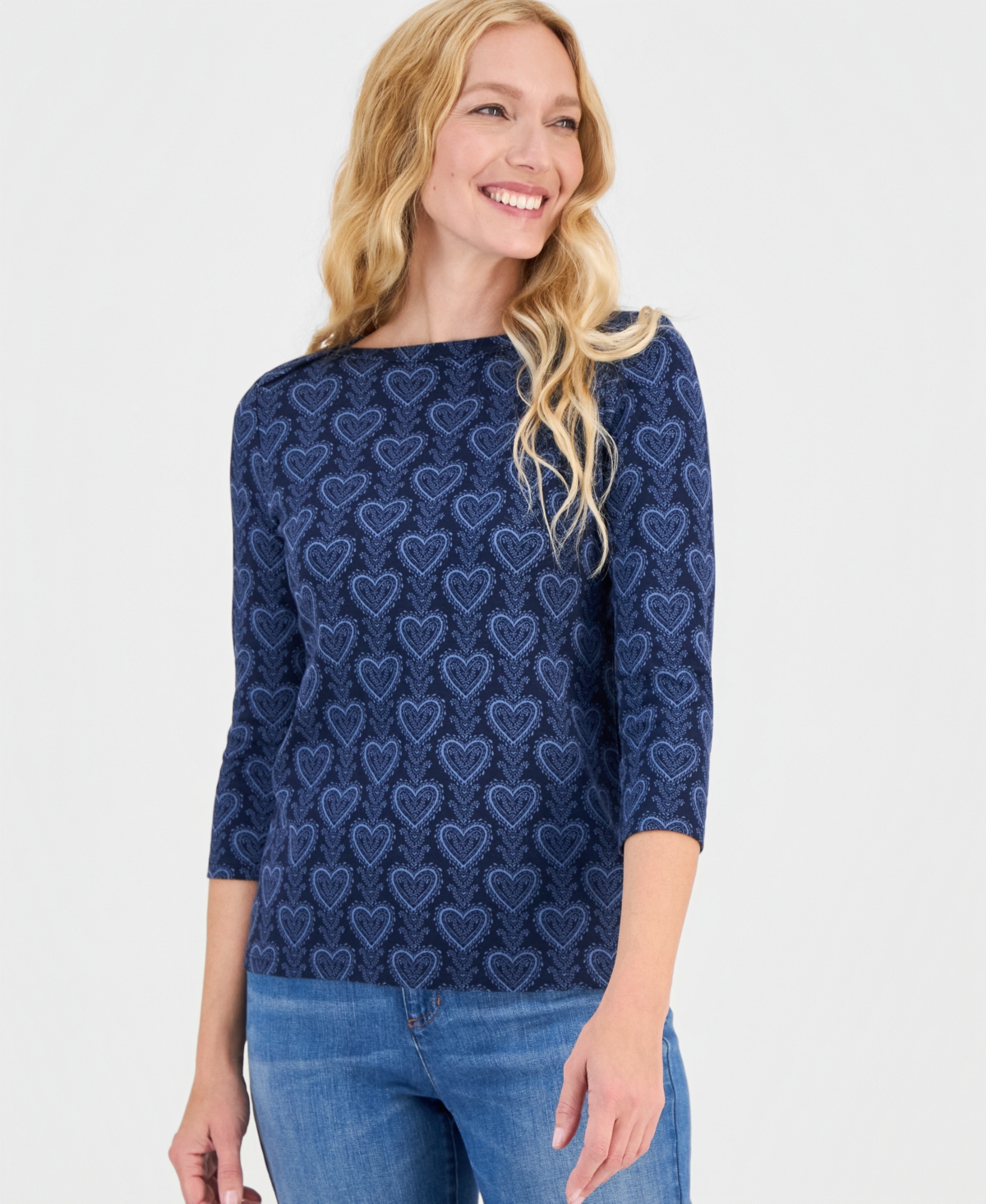 Click here for Style & Co Petite Pima Trailing Hearts Top  Macys... prices