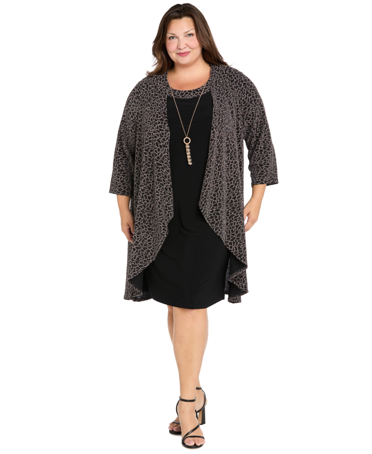Click here for R & M Richards Plus Size Glitter Pull-On Jacket Dr... prices