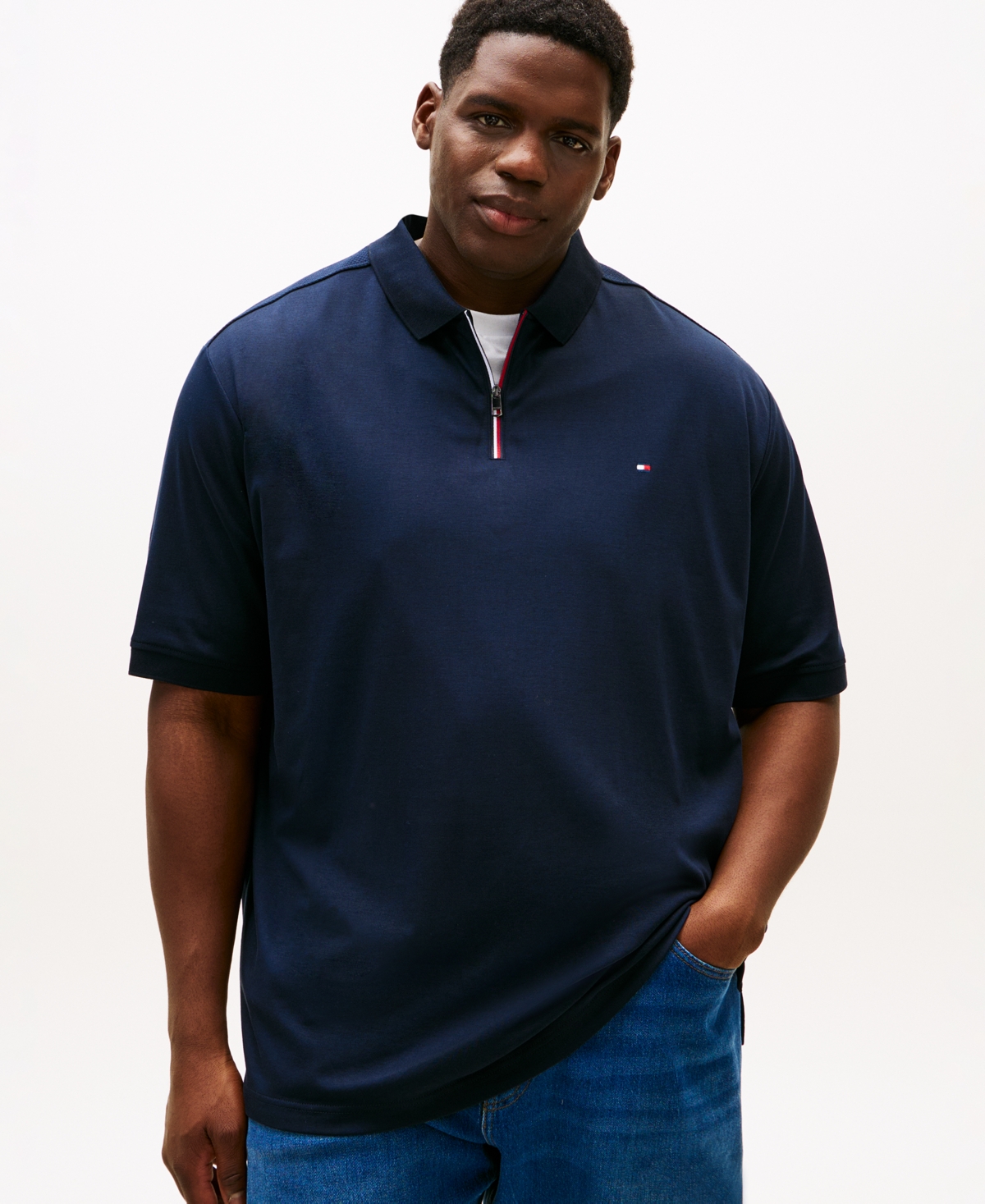 Click here for Tommy Hilfiger Mens Big & Tall Zippered Polo Shirt... prices
