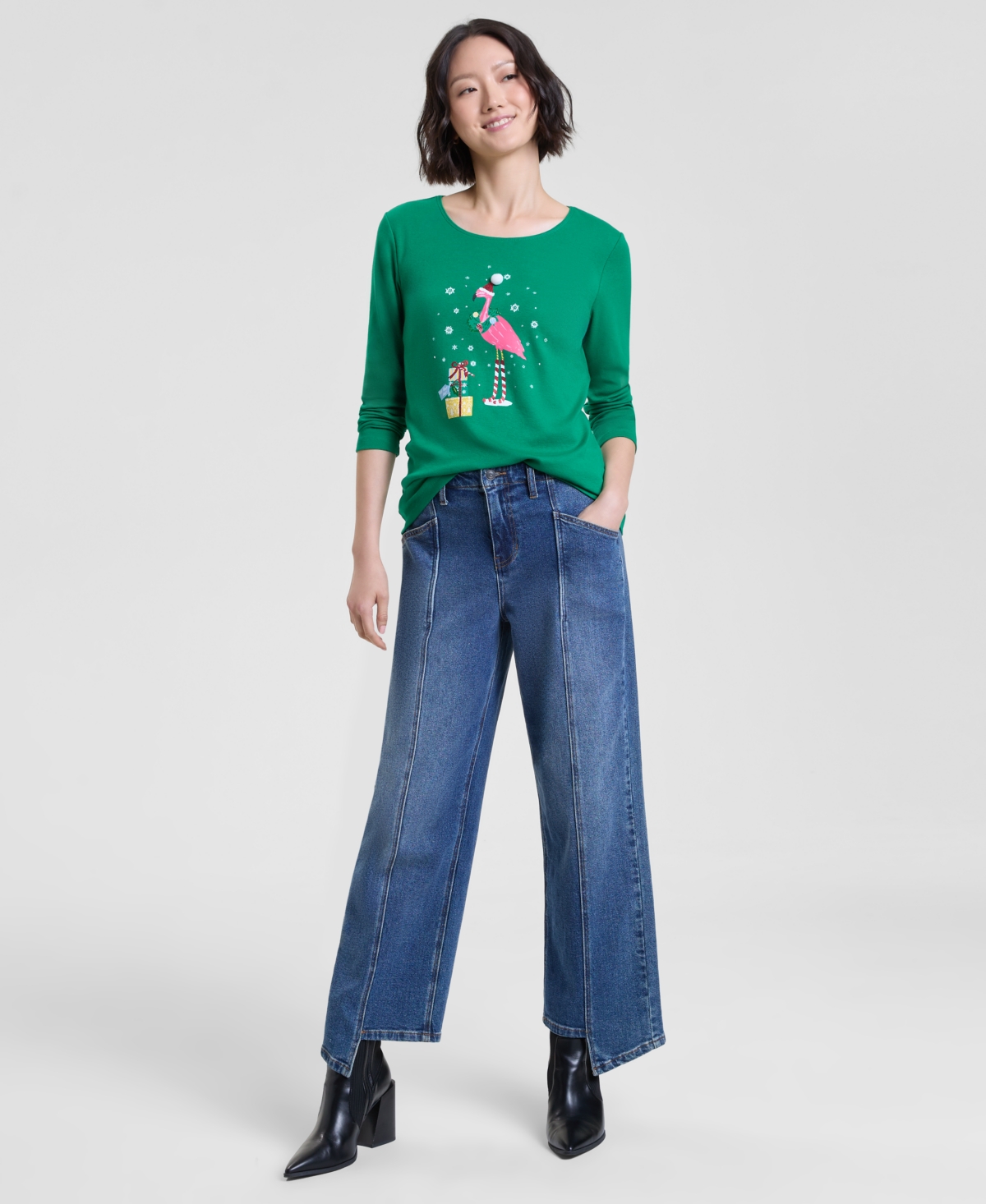 Click here for Holiday Lane Petite Flamingo Print Top  Macys Excl... prices