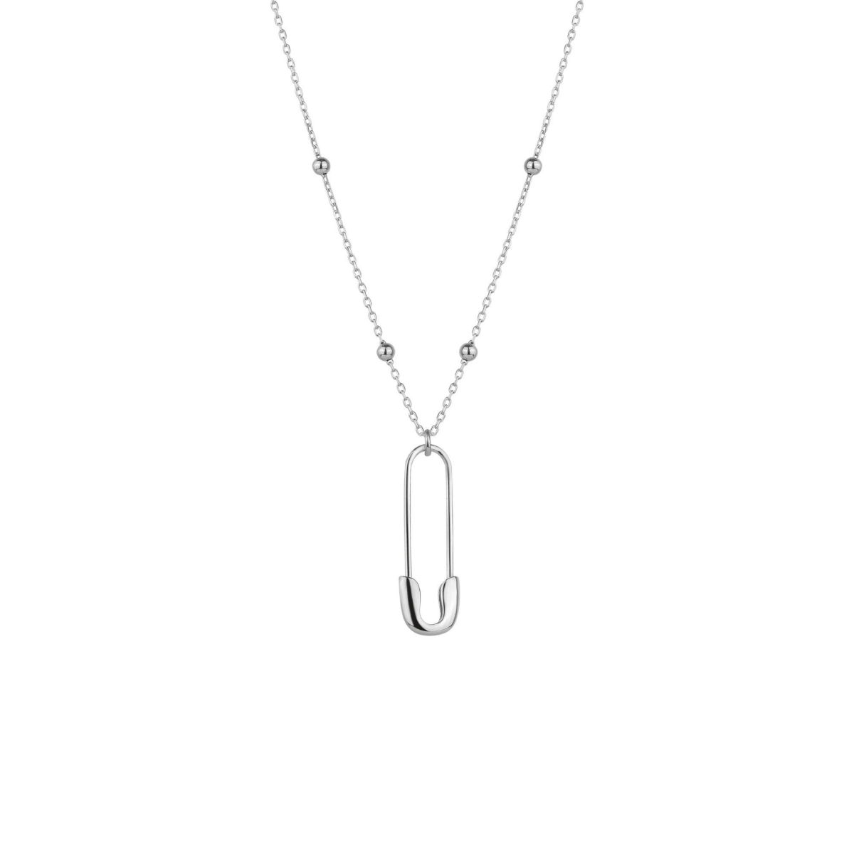 Click here for Sterling Silver Safety Pin Necklace With Beaded Sa... prices