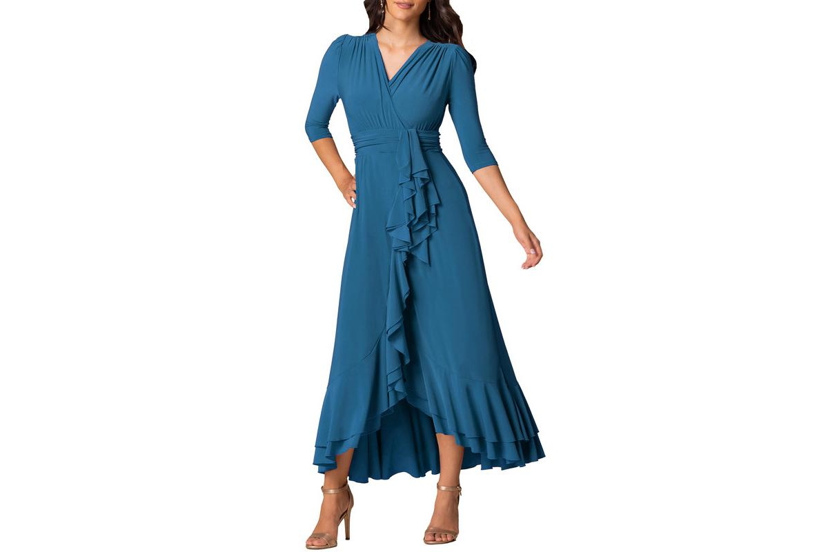Click here for Kiyonna Womens Veronica Ruffle Evening Gown - Aege... prices