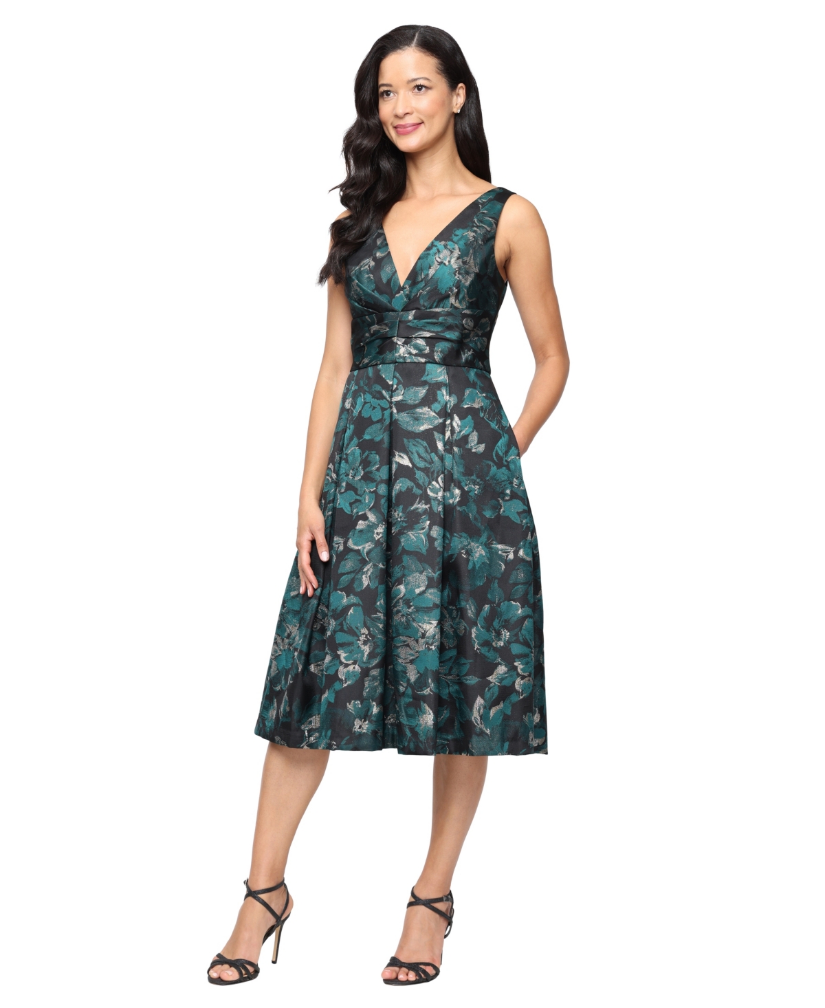 Click here for Alex Evenings Womens Midi Sleeveless Printed Dress... prices