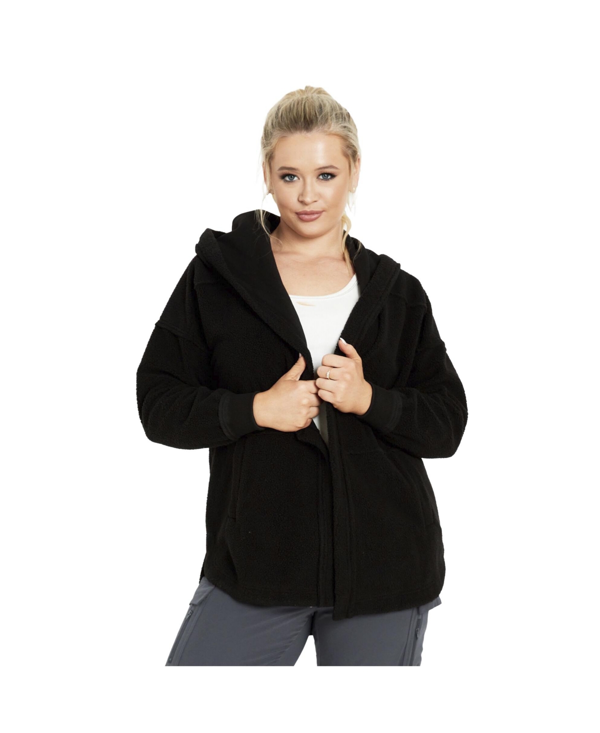 Click here for Avenue Womens Weekender Hooded Fleece Jacket - Bla... prices