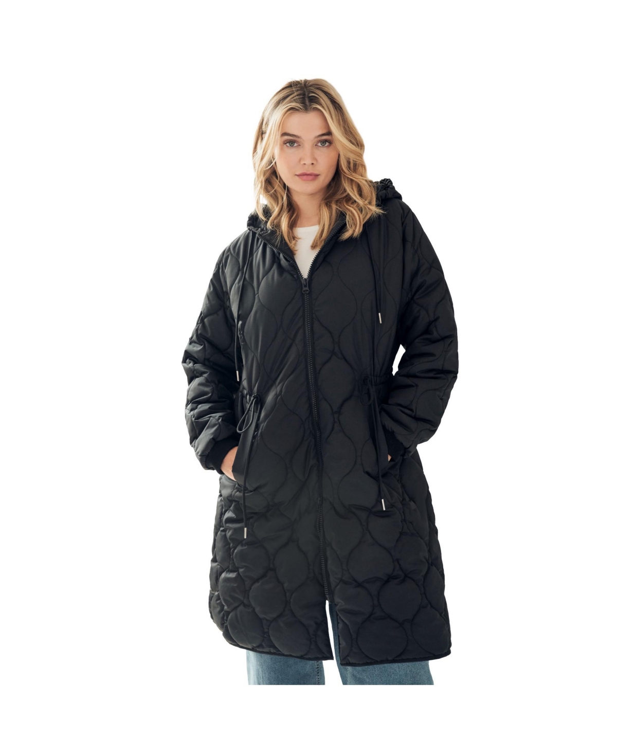 Click here for ellos Womens Long Quilted Jacket With Drawstring W... prices