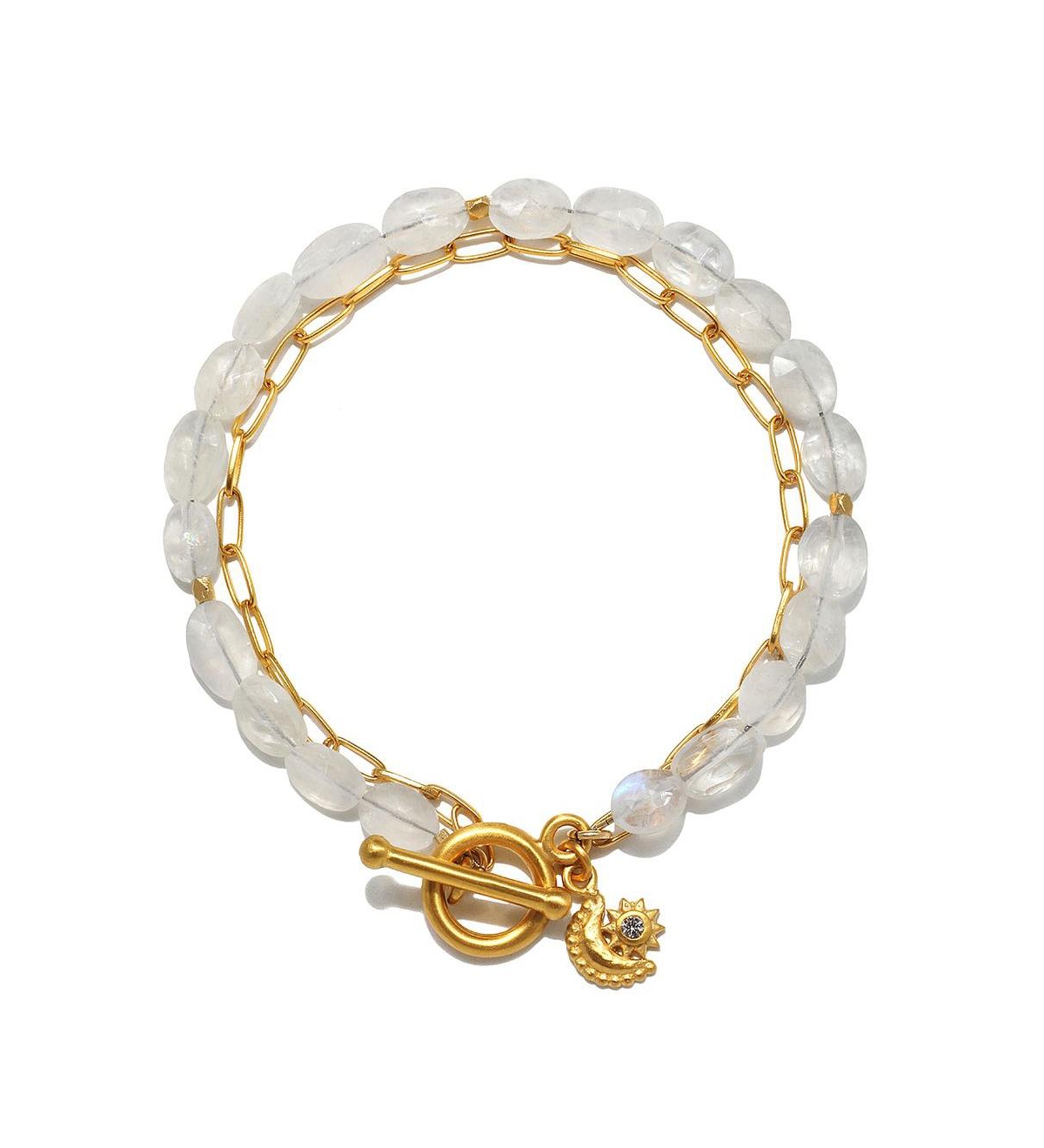 Click here for Goddess Wisdom Moonstone Beaded and Chain Toggle B... prices