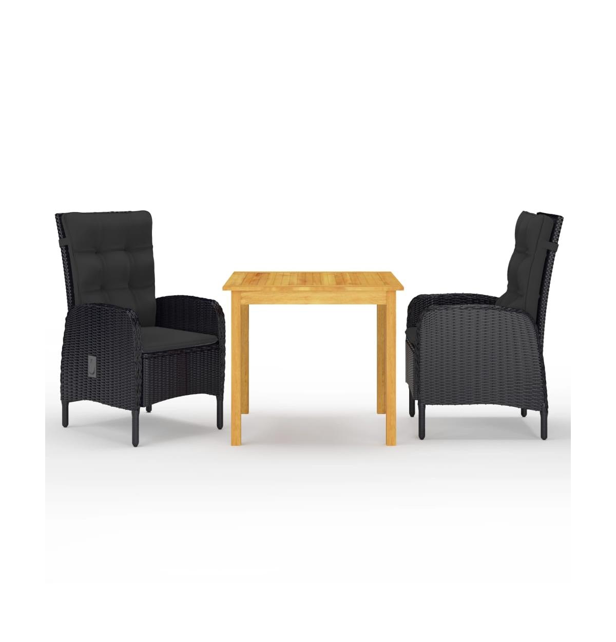 Click here for vidaXL 3 Piece Patio Dining Set Black - Black prices