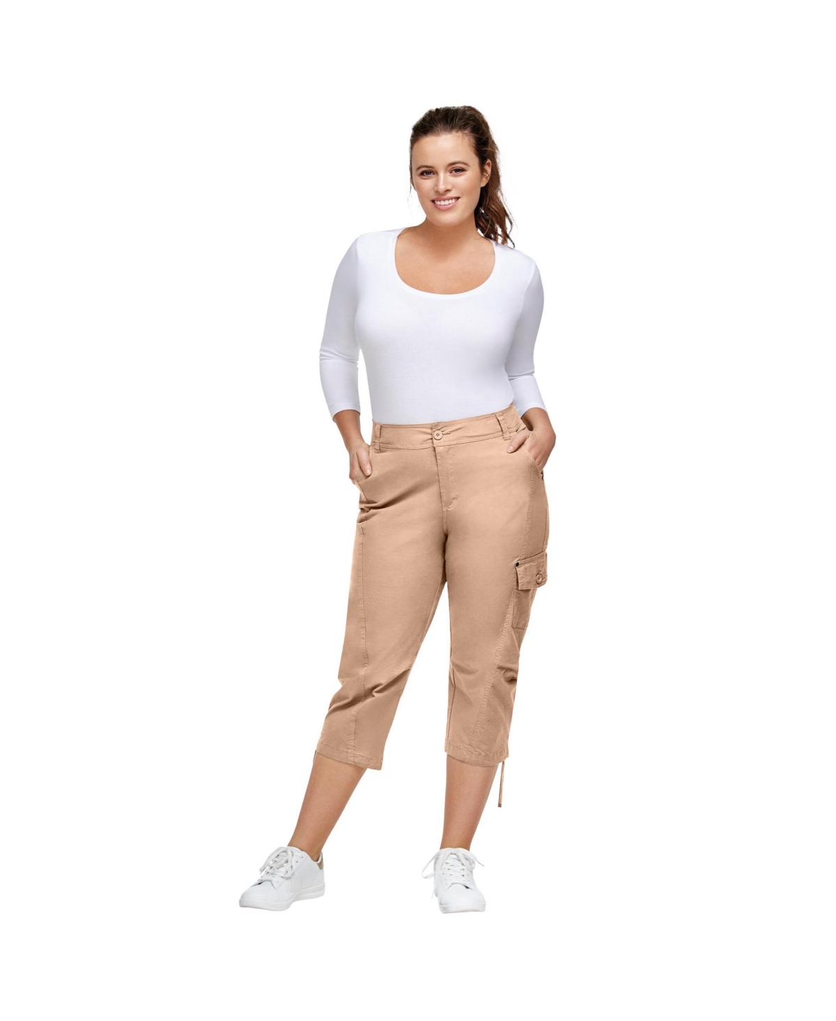 Click here for ellos Womens Stretch Cargo Capris - New khaki prices