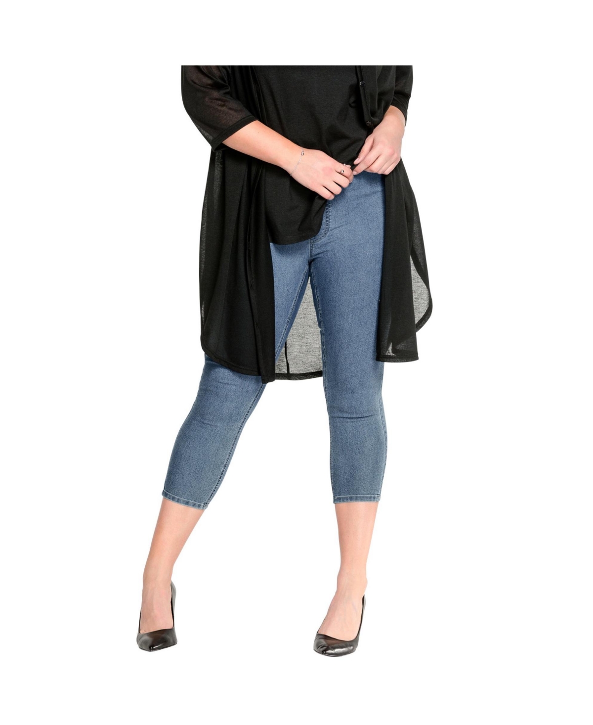 Click here for ellos Womens Capri Jegging - Light stonewash prices