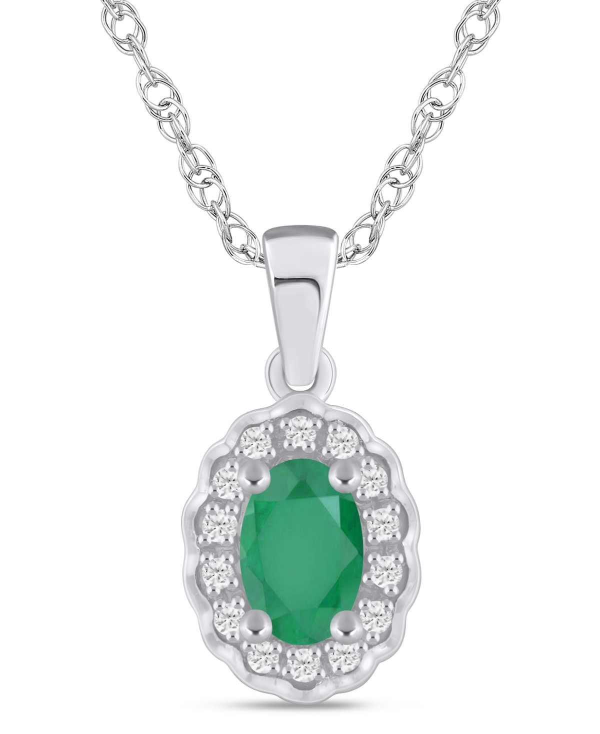 Click here for Macys Gemstone and Diamond Halo Pendant Necklace (... prices
