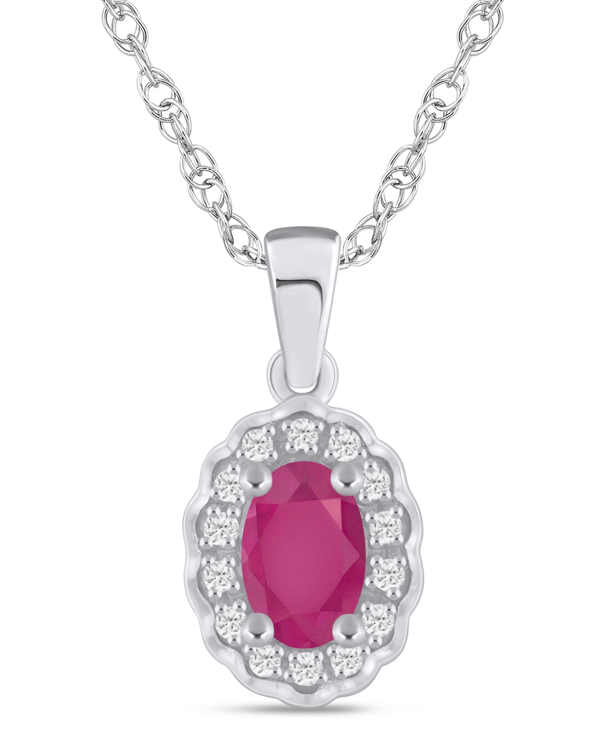 Click here for Macys Gemstone and Diamond Halo Pendant Necklace (... prices