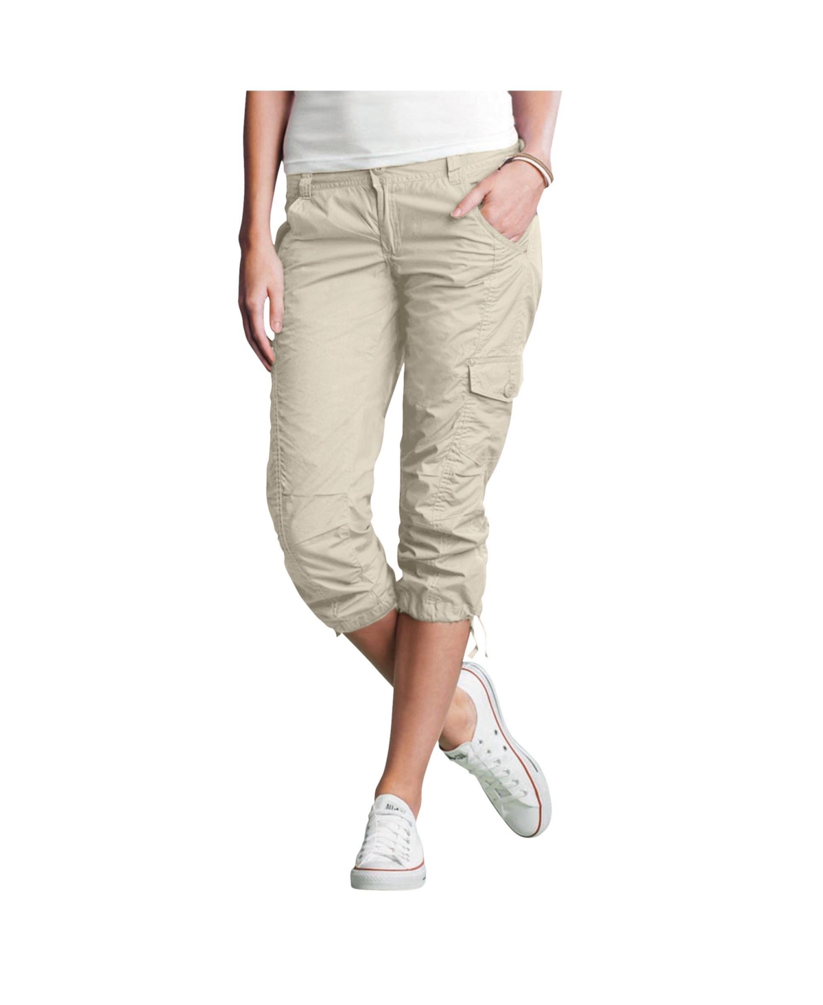 Click here for ellos Womens Stretch Cargo Capris - Stone prices