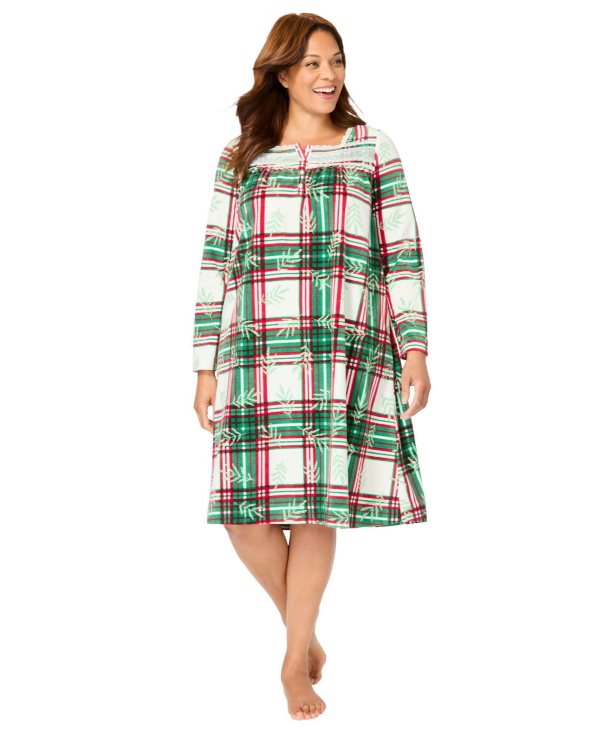 Click here for Only Necessities Plus Size Long-Sleeve Gown - Emer... prices