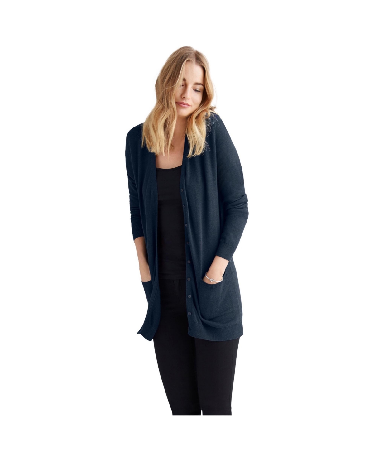 Click here for ellos Womens Boyfriend Cardigan - Navy prices