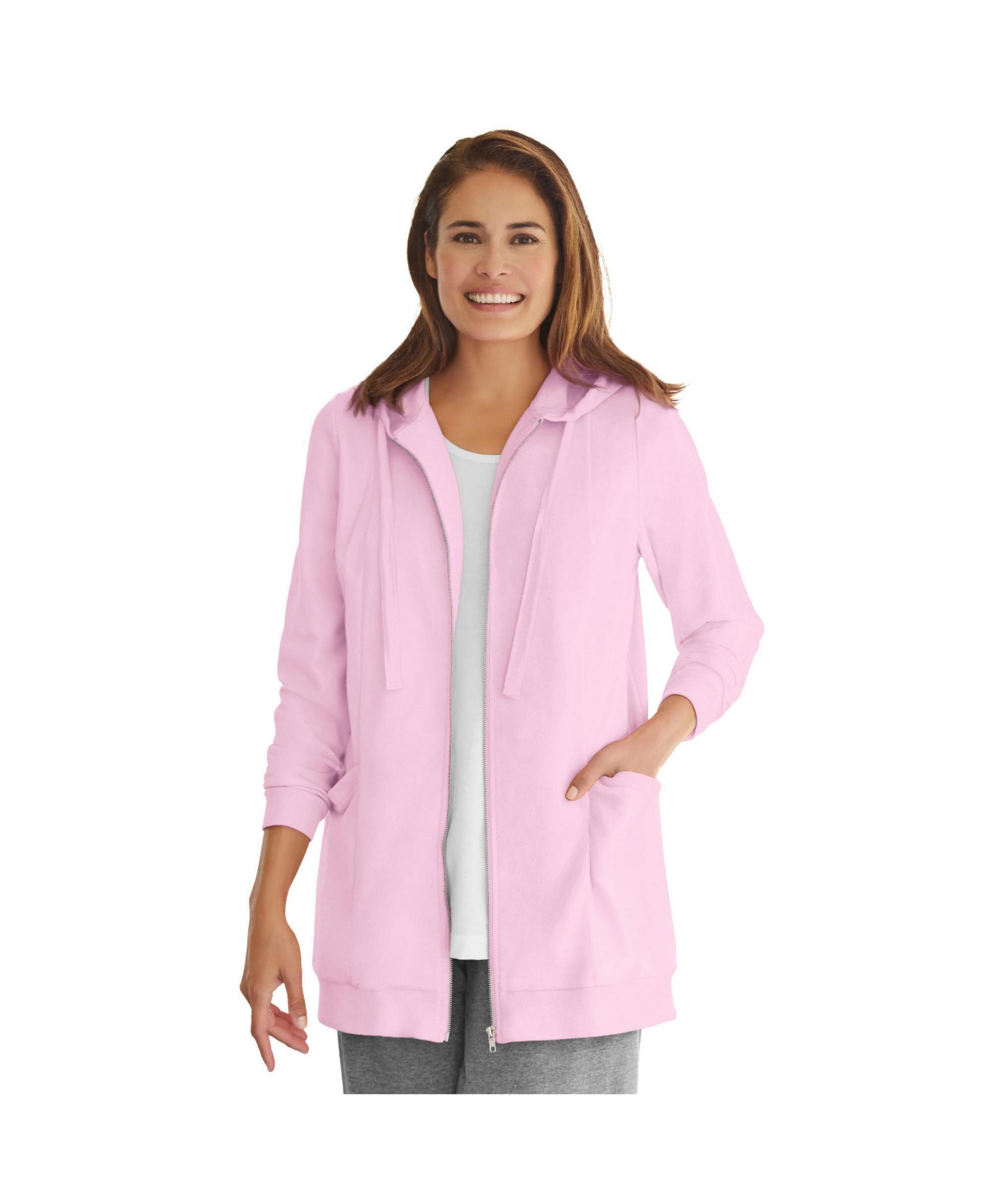 Click here for Woman Within Womens Within Zip Front Tunic Hoodie... prices