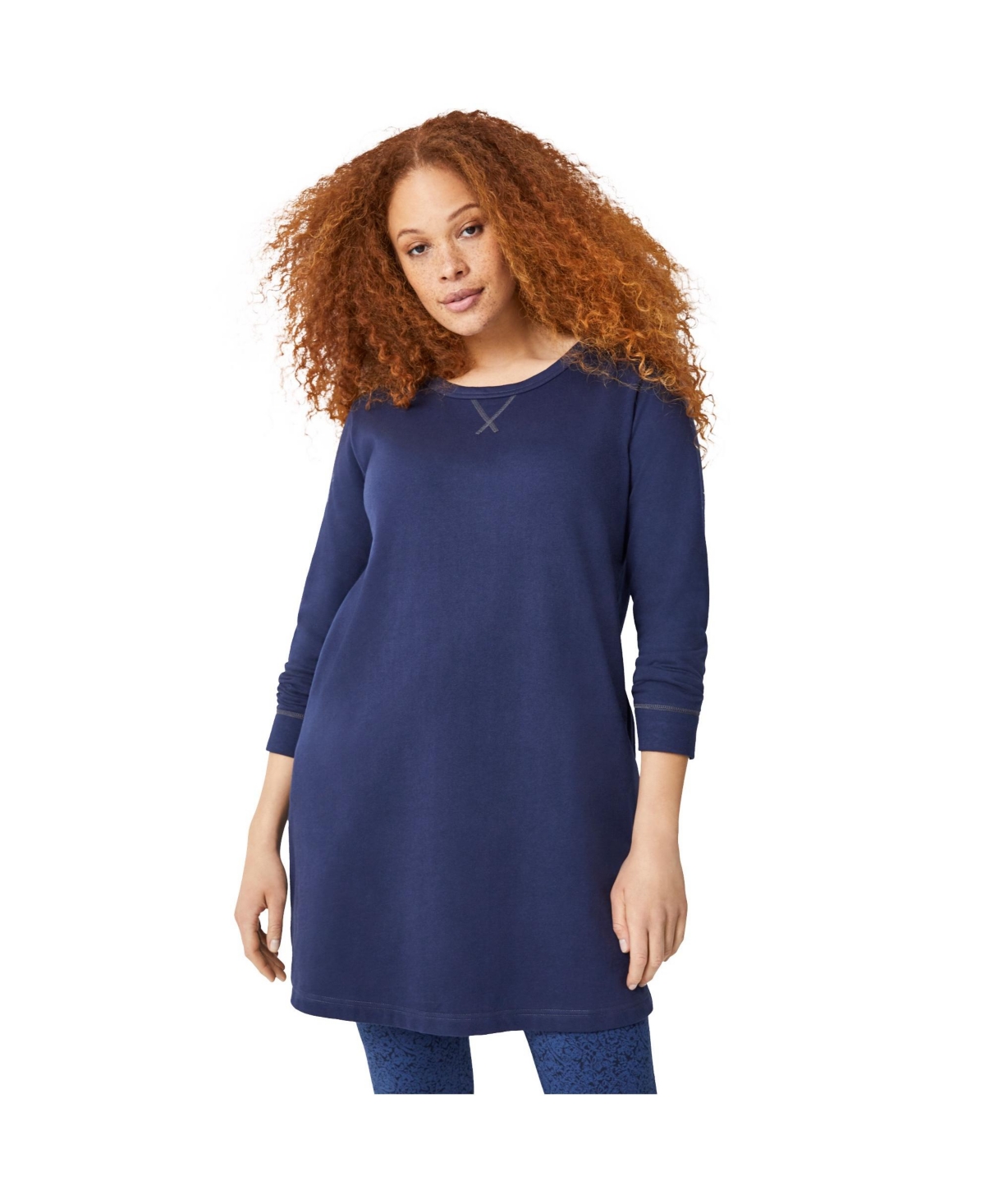 Click here for ellos Plus Size French Terry Tunic Dress - Navy prices