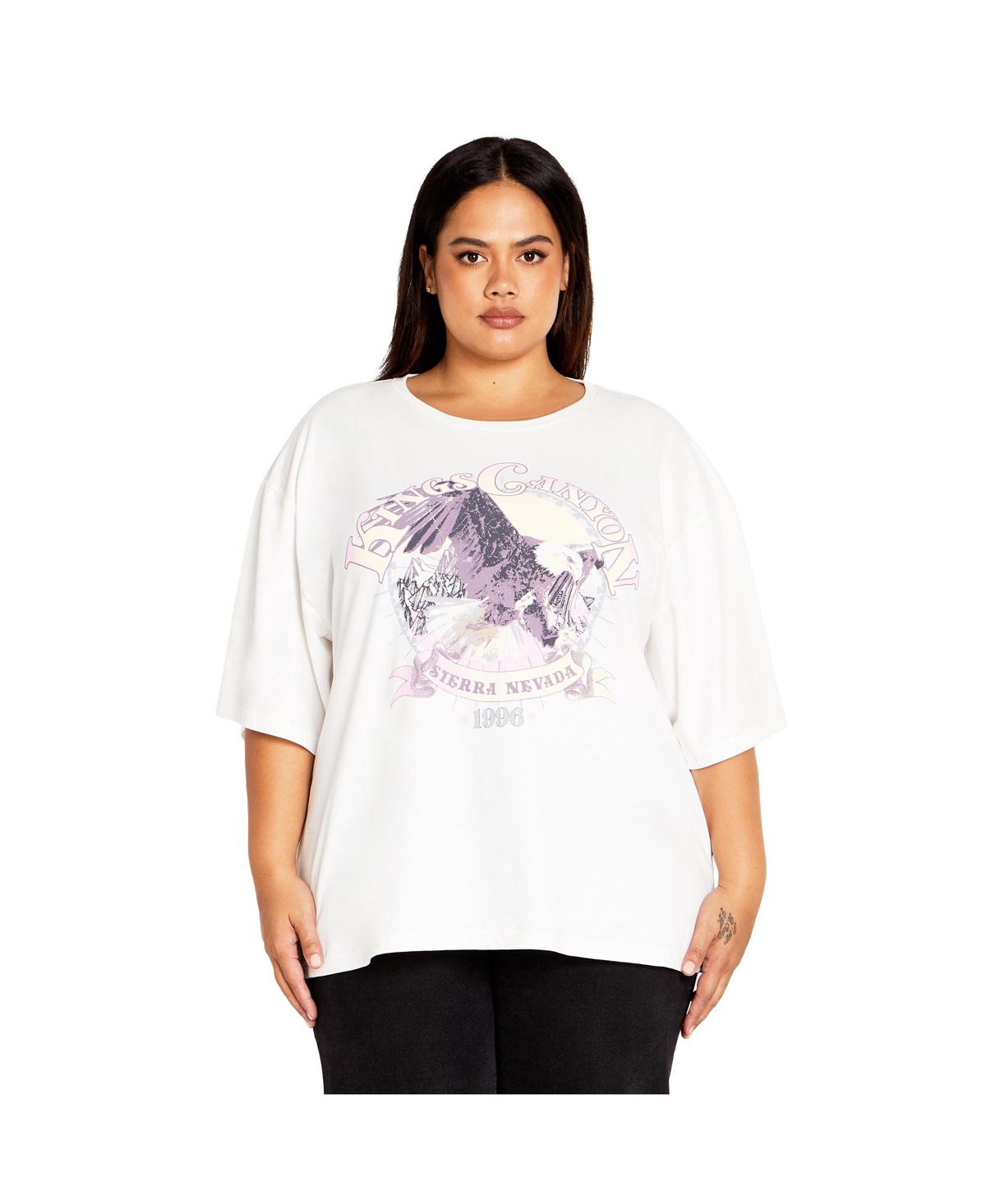 Click here for City Chic Plus Size Oversized Angels Tee - White prices