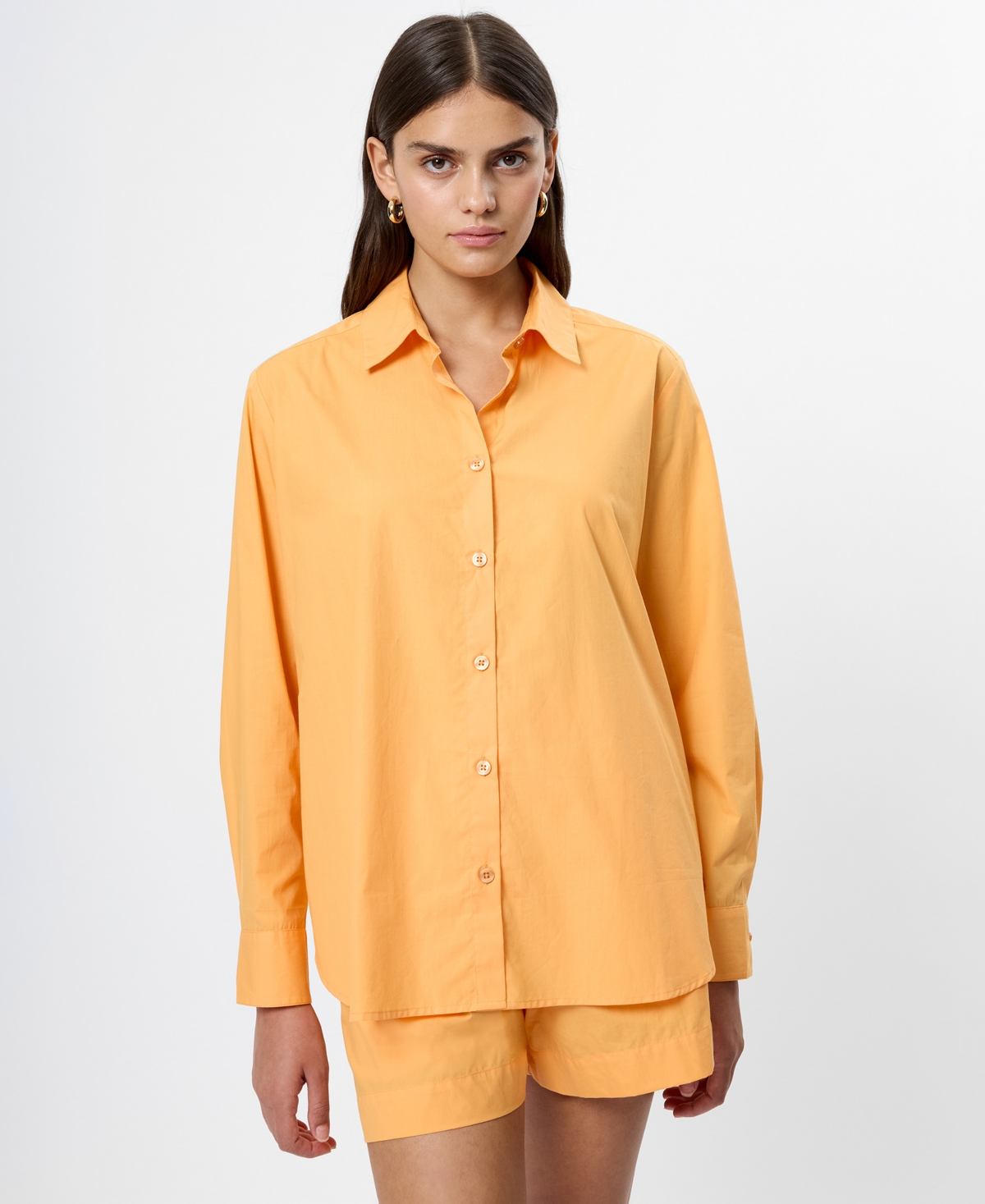 French Connection Womens Poplin Button-Down Top - Clementine