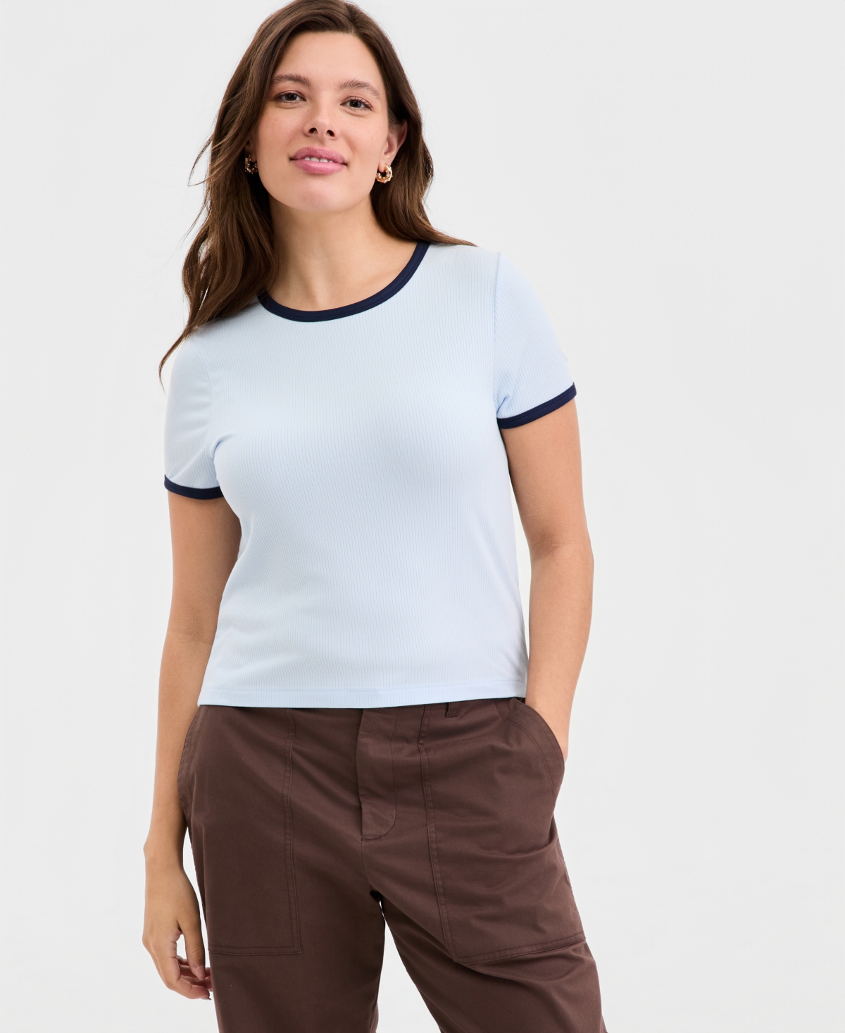 Click here for On 34th Womens Knit Short-Sleeve Trim Top  Macys E... prices