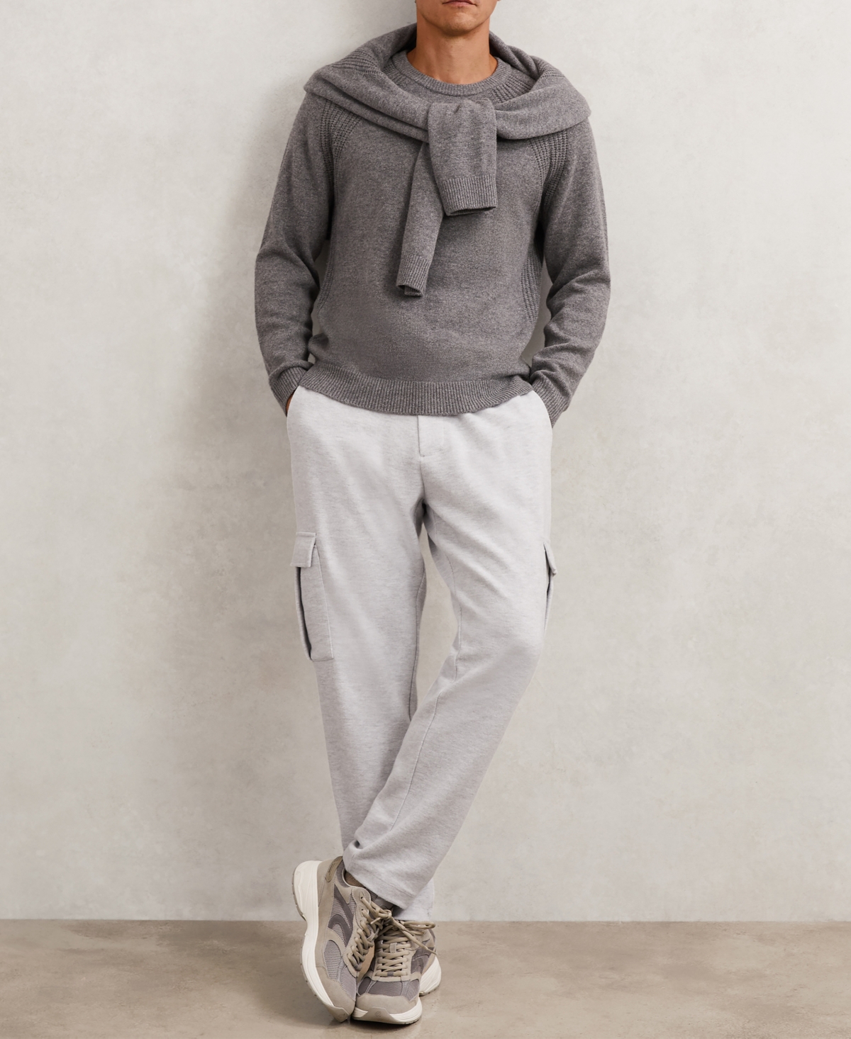 Click here for Reiss Mens Jersey Cargo with Cotton Pants - Gray M... prices