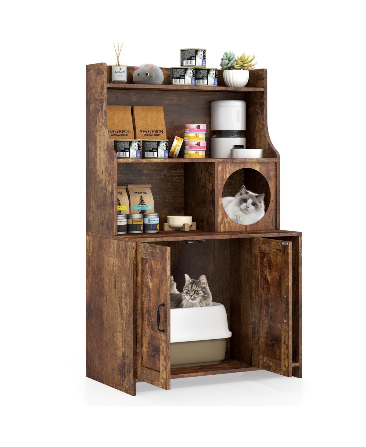 Click here for Gymax Large Wooden Cat Litter Box Enclosure w/ Sto... prices