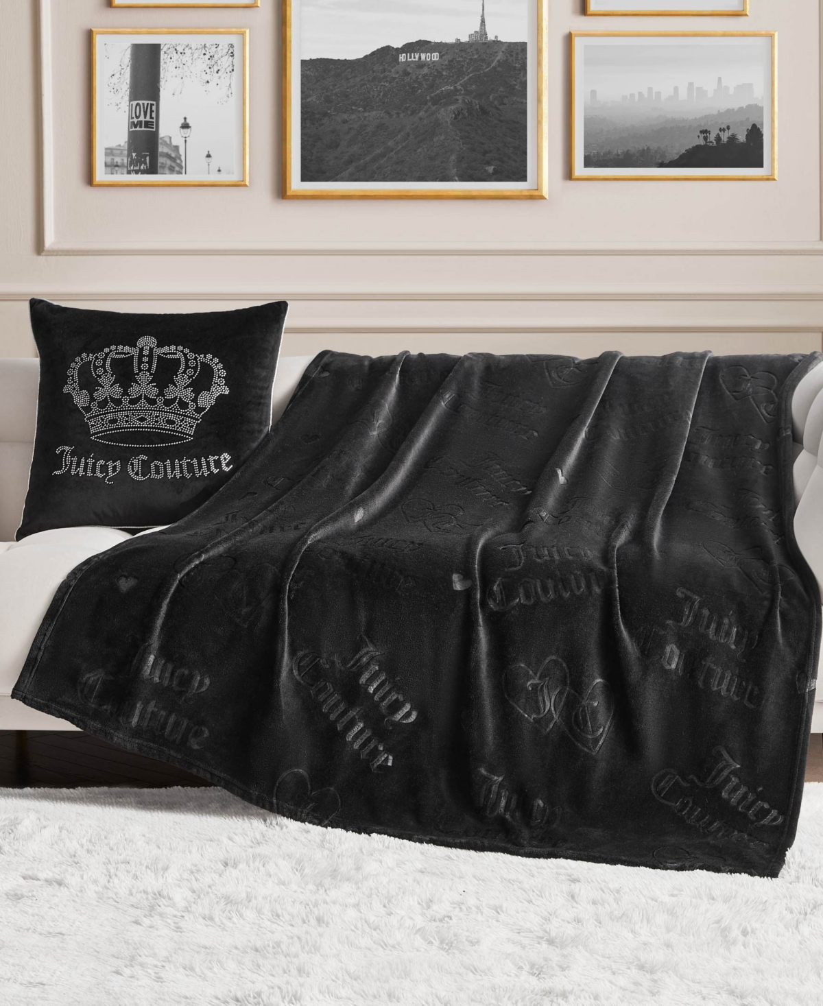 Click here for Juicy Couture Embossed Crown Throw  50 x 70 - Blac... prices