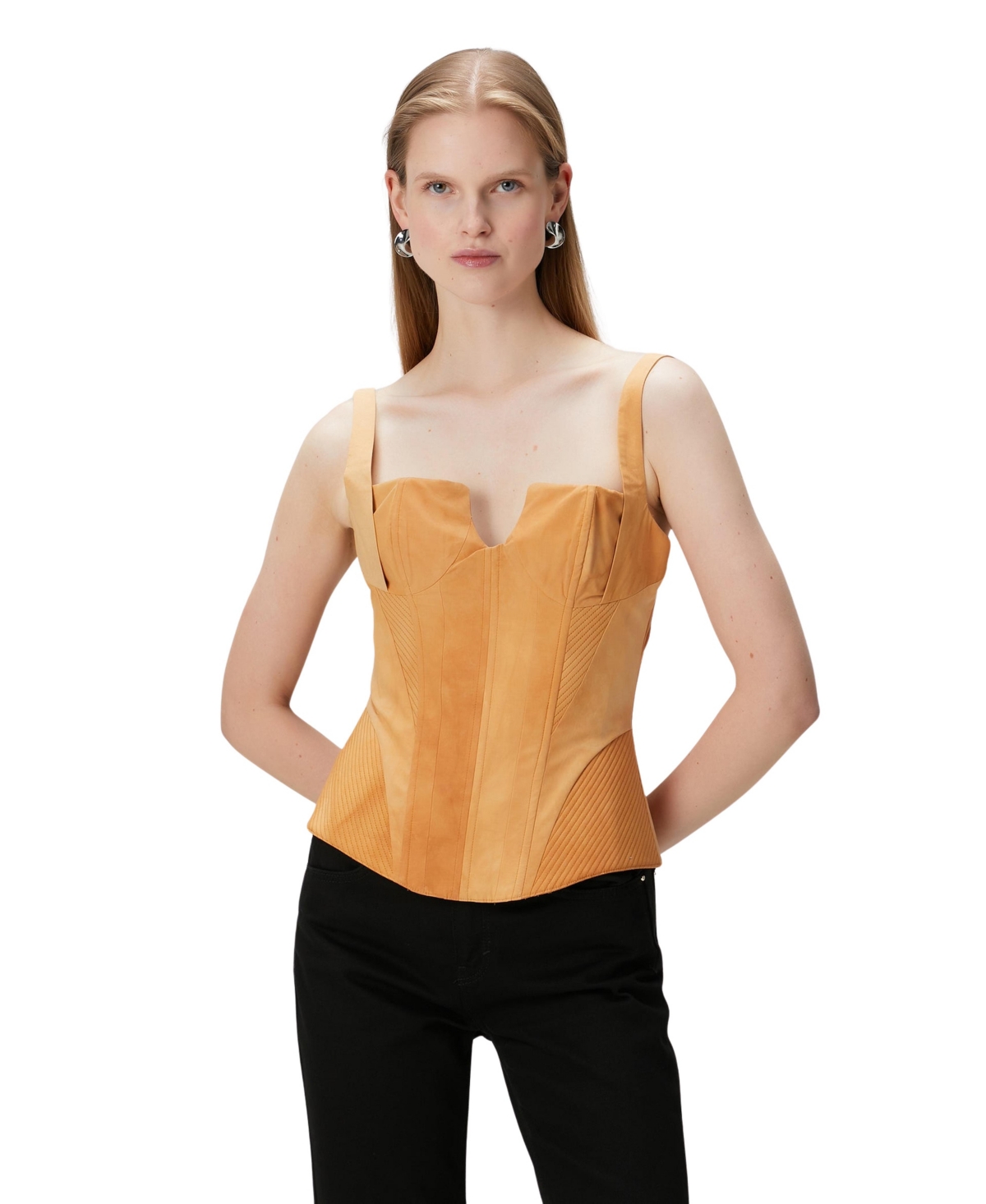 Click here for Pcfg Womens Structured Corset Top - Orange prices