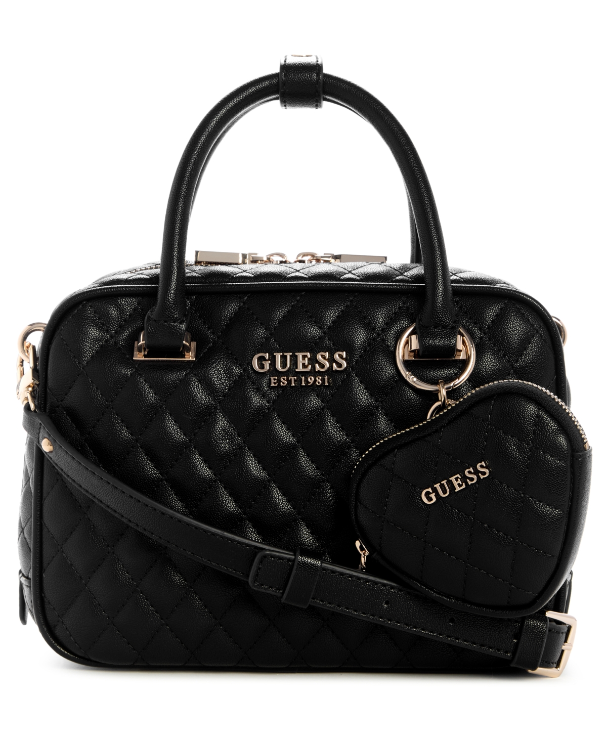 Click here for Guess Atabey Small Boxy Satchel Bag - Black prices