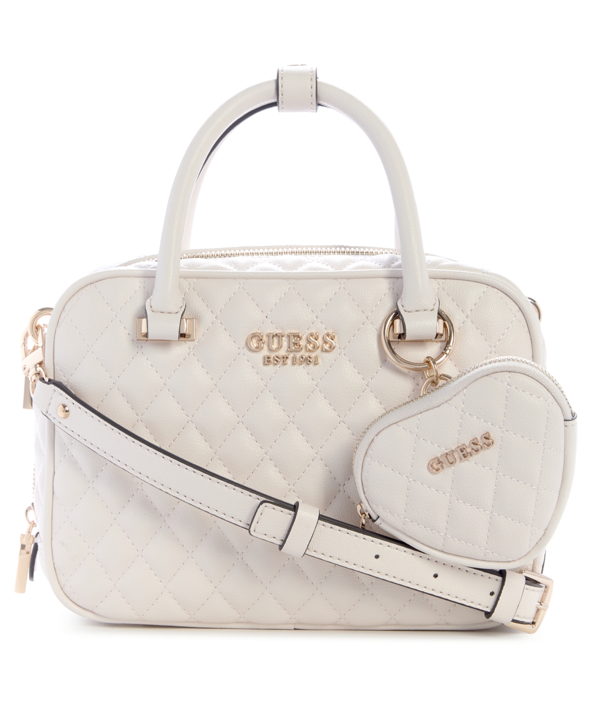 Click here for Guess Atabey Small Boxy Satchel Bag - Off White prices