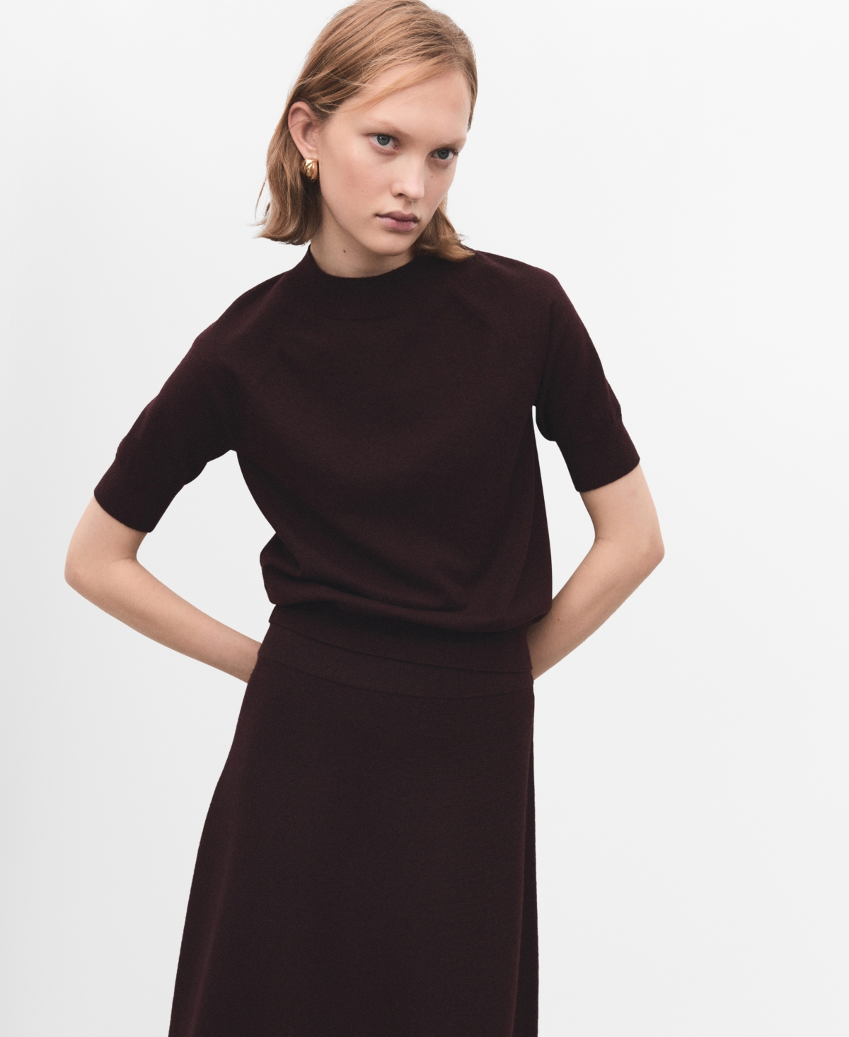 Click here for Mango Womens Short-Sleeved Wool-Blend Sweater - Wi... prices