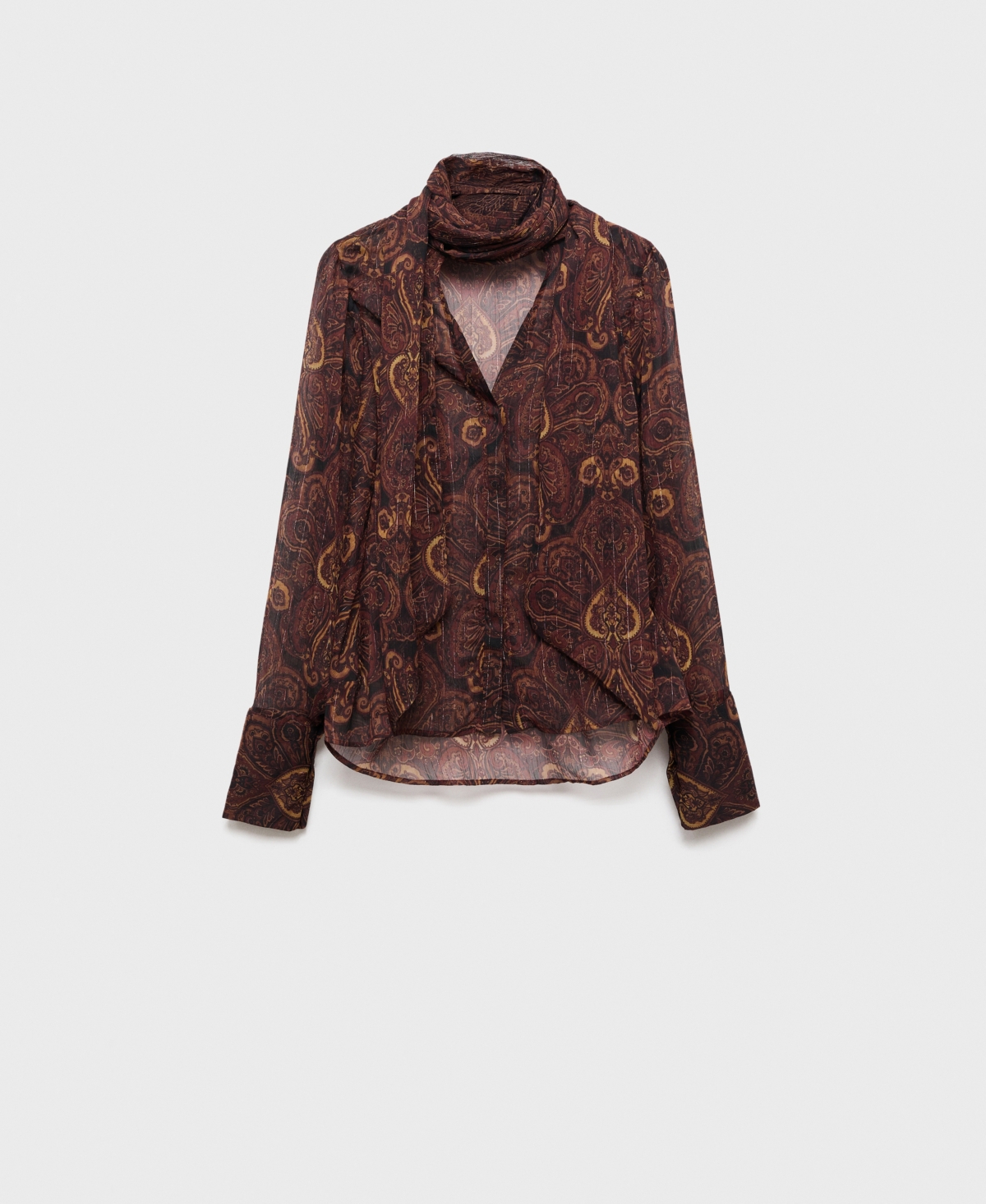 Click here for Mango Womens Foulard Paisley-Print Blouse - Brown prices