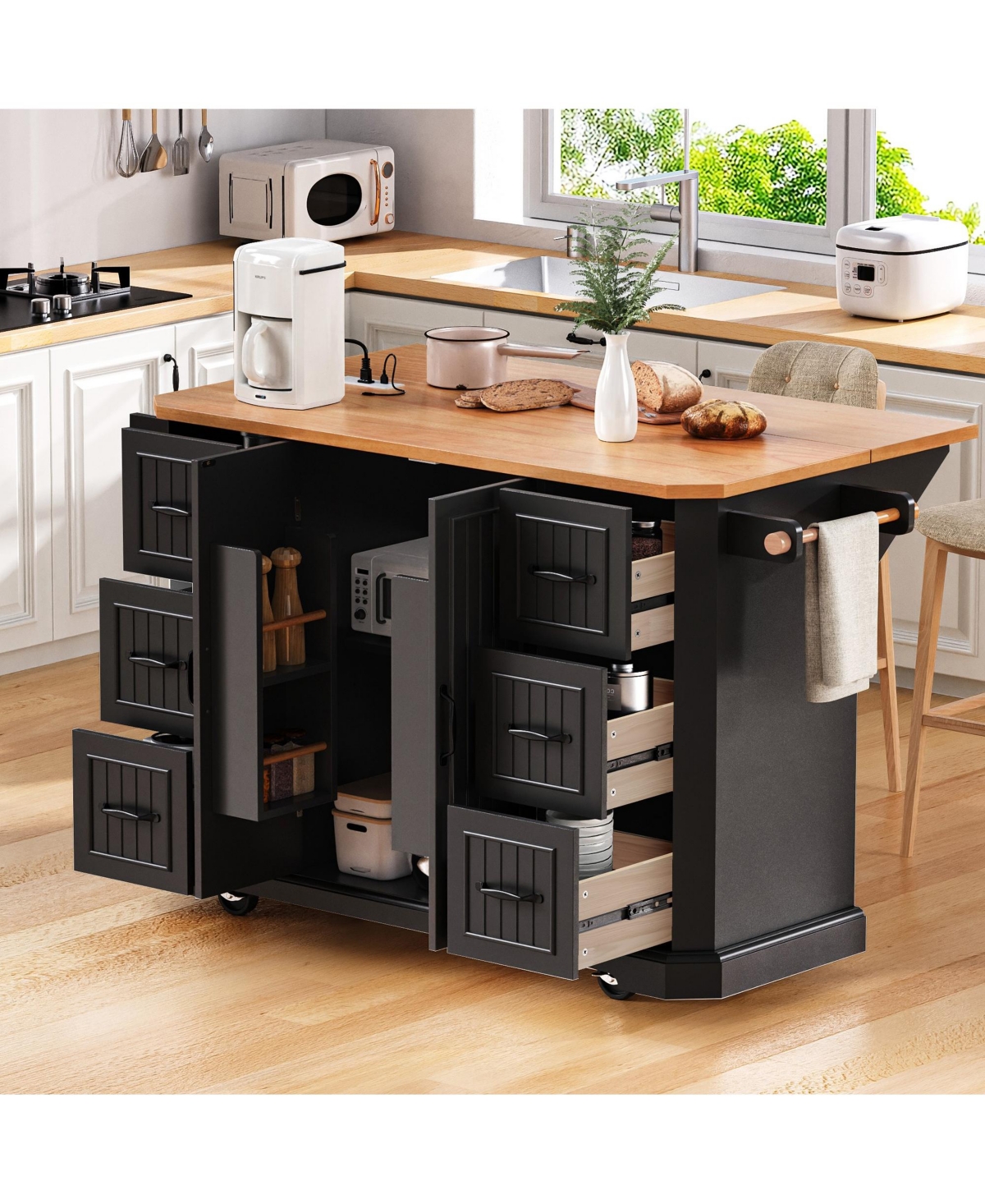 Click here for Casainc 56" Kitchen Island Cart  Drop Leaf  P... prices