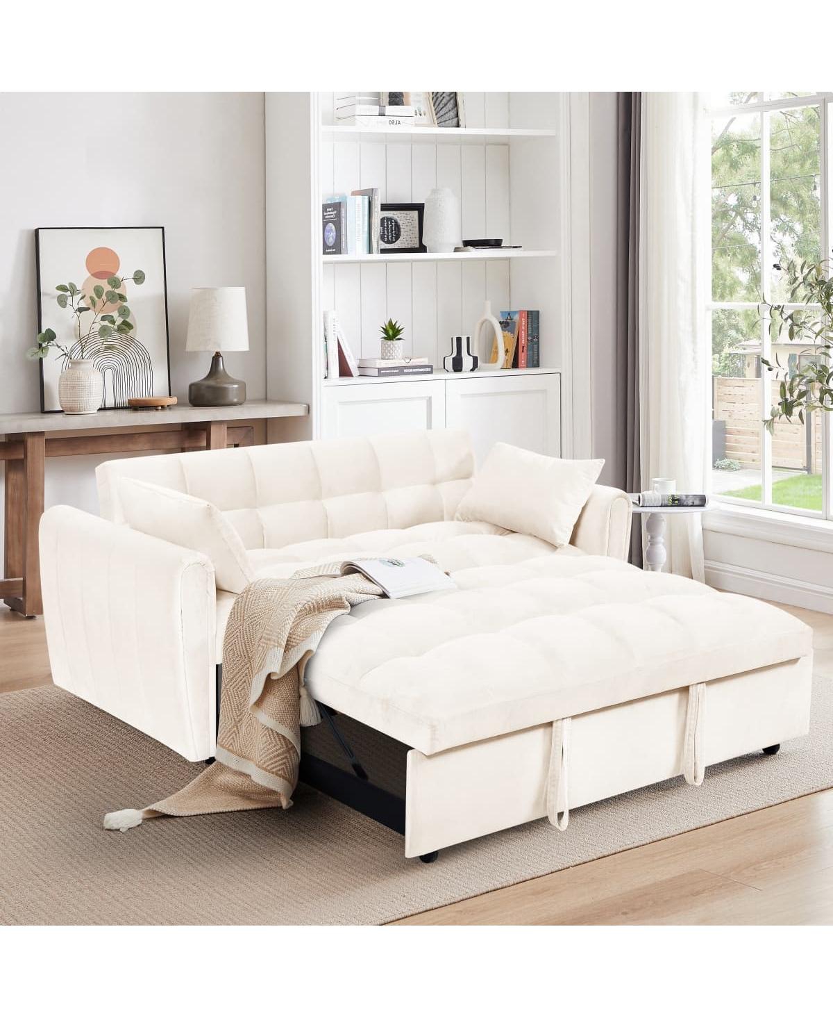 Click here for Maison Boucle 65" Velvet Pull Out Loveseat Sl... prices