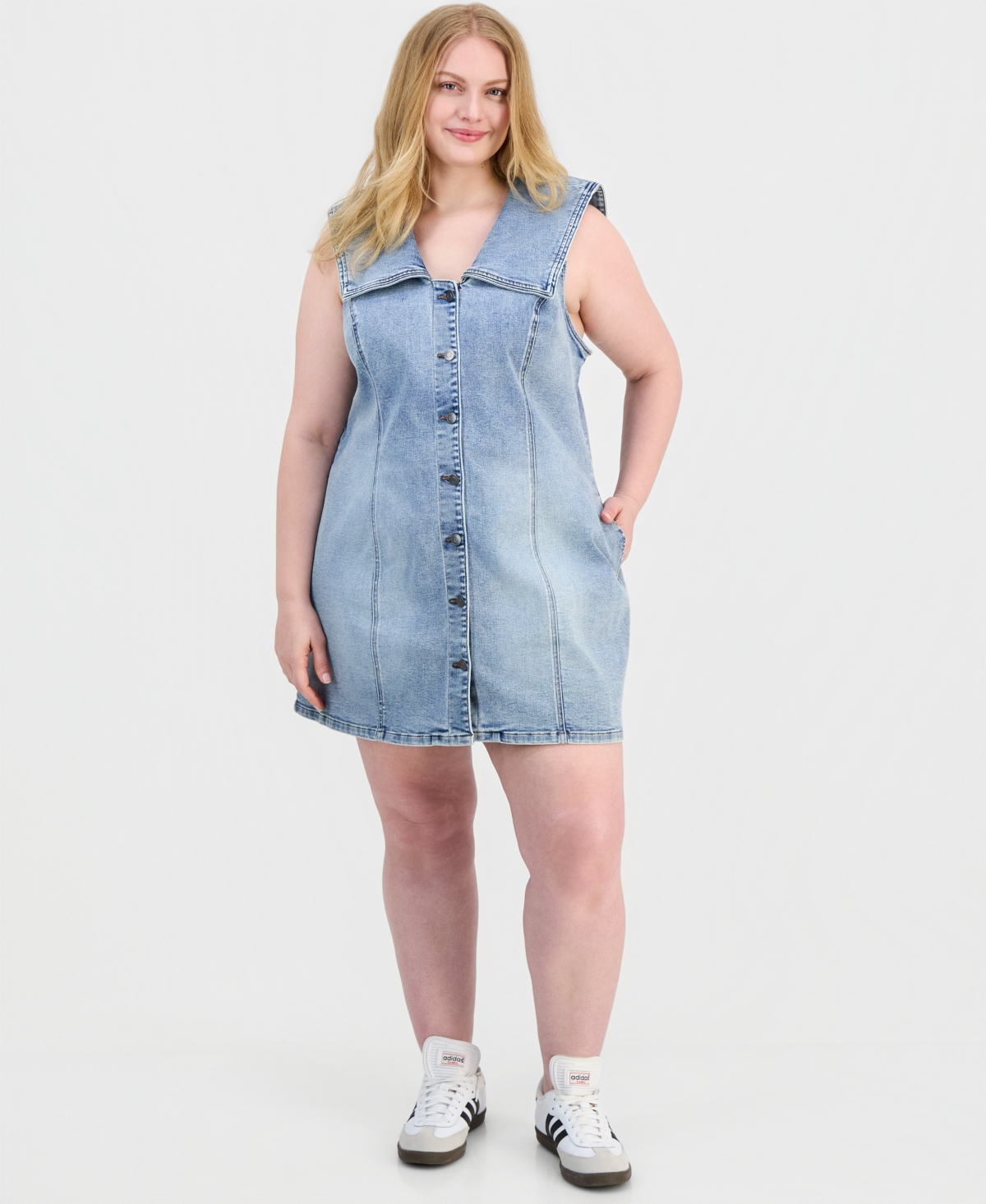 Click here for And Now This Trendy Plus Size Denim Mini Dress  Ma... prices