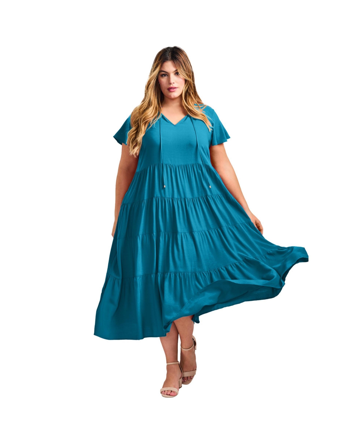 Click here for Avenue Womens Lani Tiered Dress - Deep teal prices
