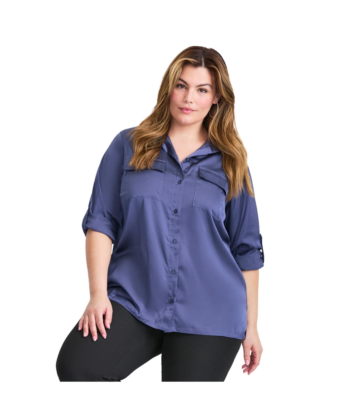 Click here for Avenue Womens Sateen Utility Shirt - Deep dusk prices