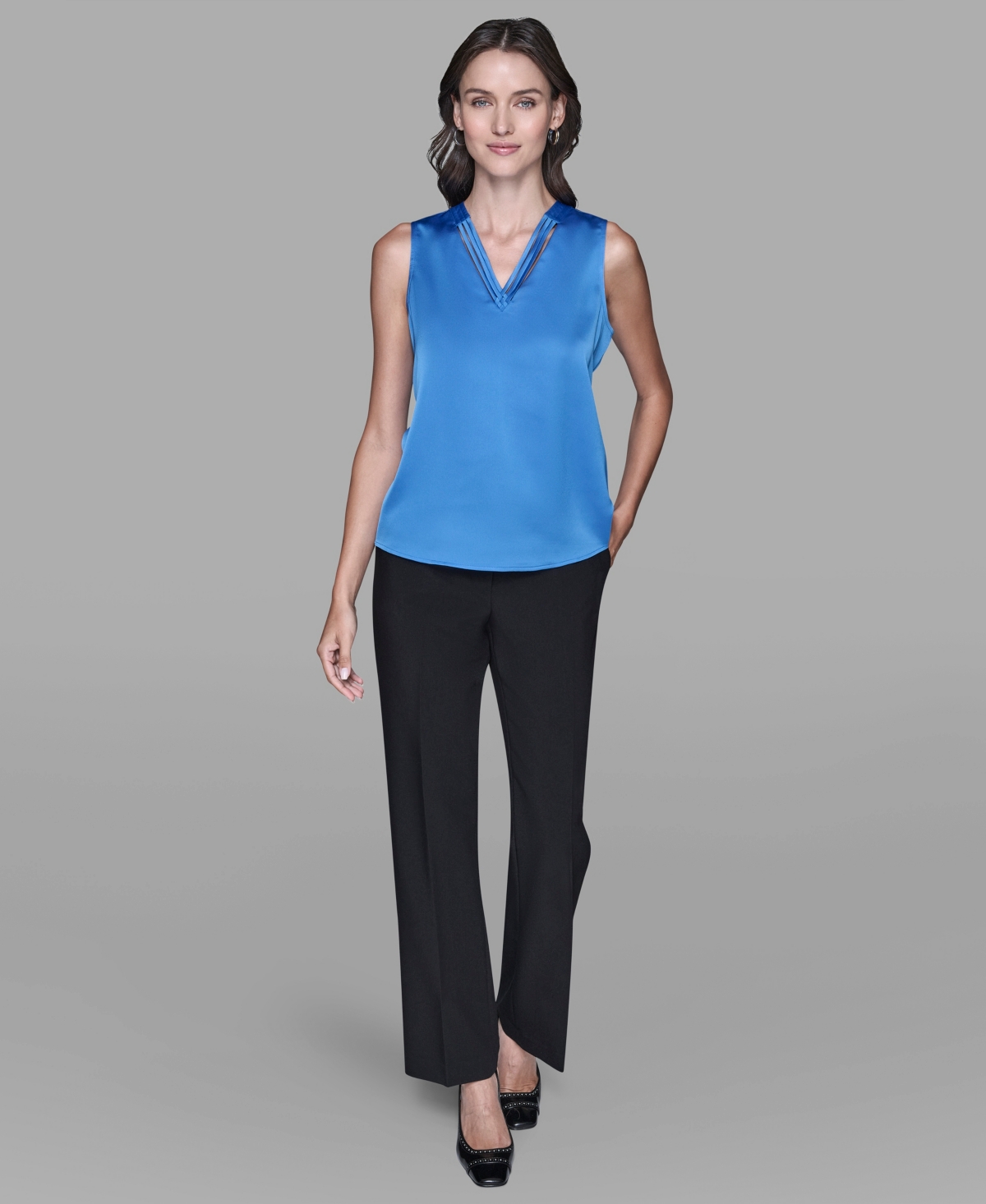 Click here for Karl Lagerfeld Paris Womens Sleeveless V-Neck Top... prices