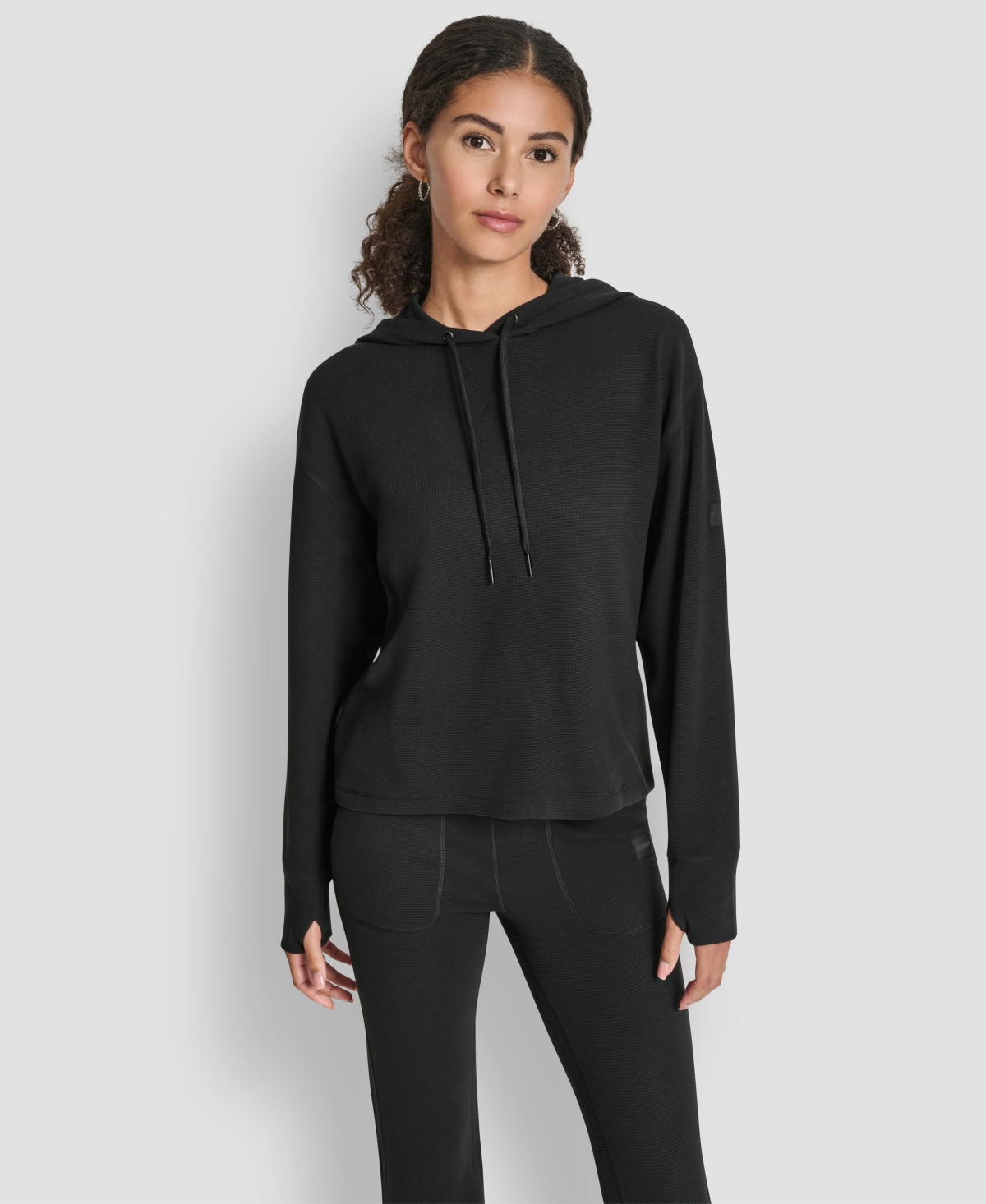 Click here for Dkny Womens Transcend Thermal Pull-On Hoodie - Bla... prices