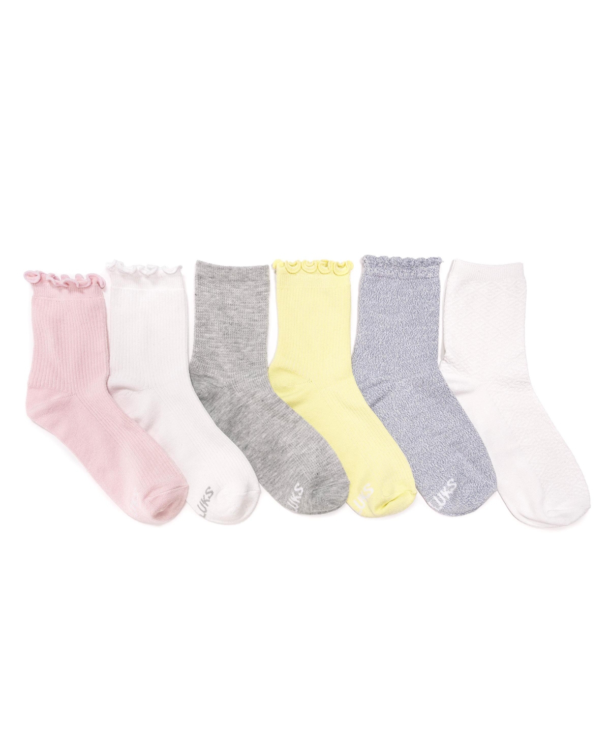 Click here for Muk Luks Womens 6 Pack Whisper Soft Crew Socks - P... prices