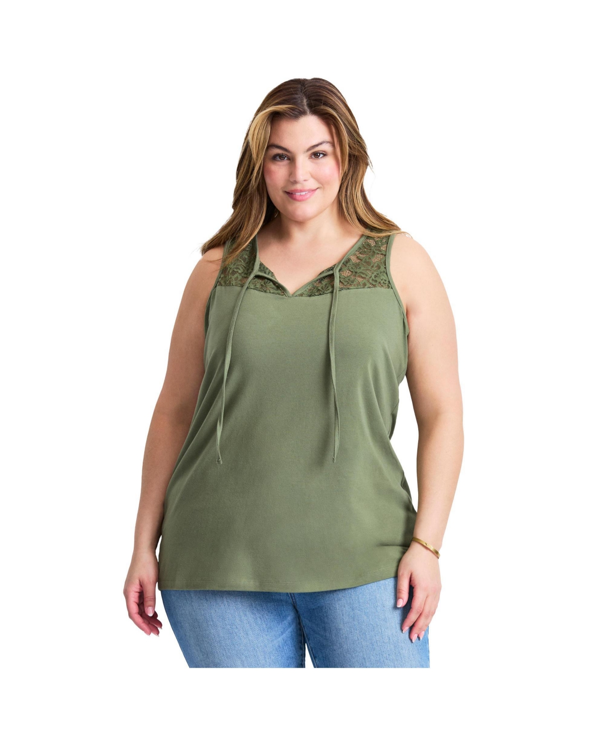 Click here for Avenue Womens Lace Yoke Detail Tank (Womens Top) -... prices