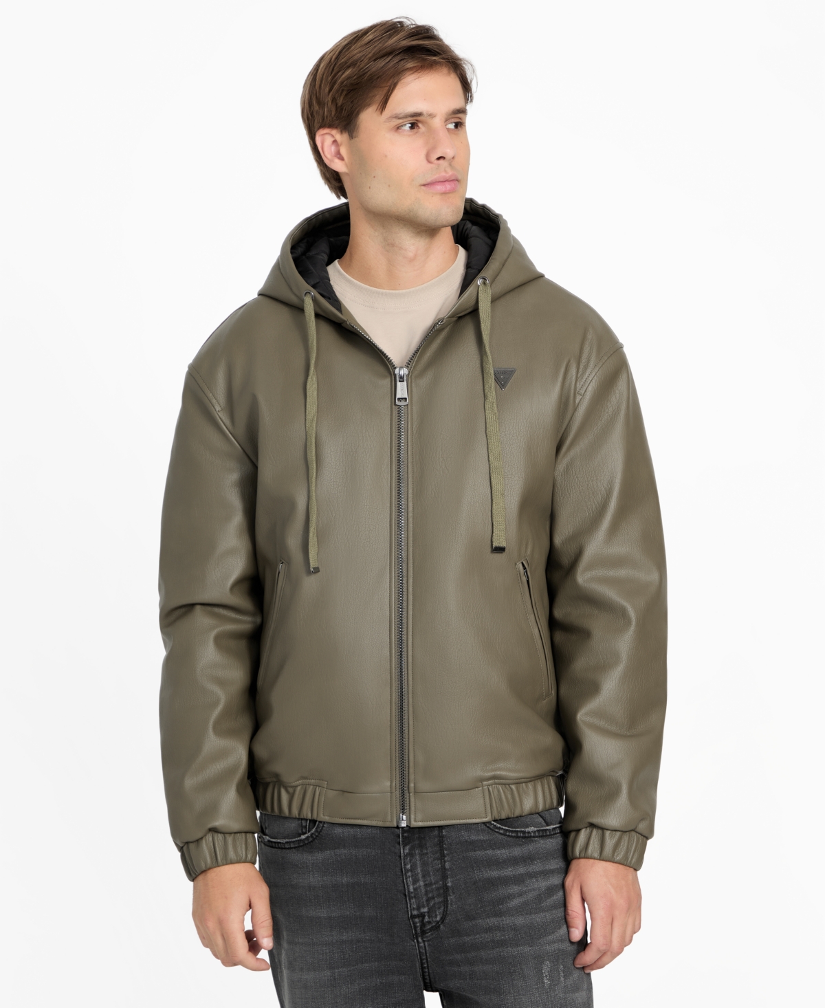 Click here for Guess Mens Hooded Full-Zip Jacket - Oak Shade prices